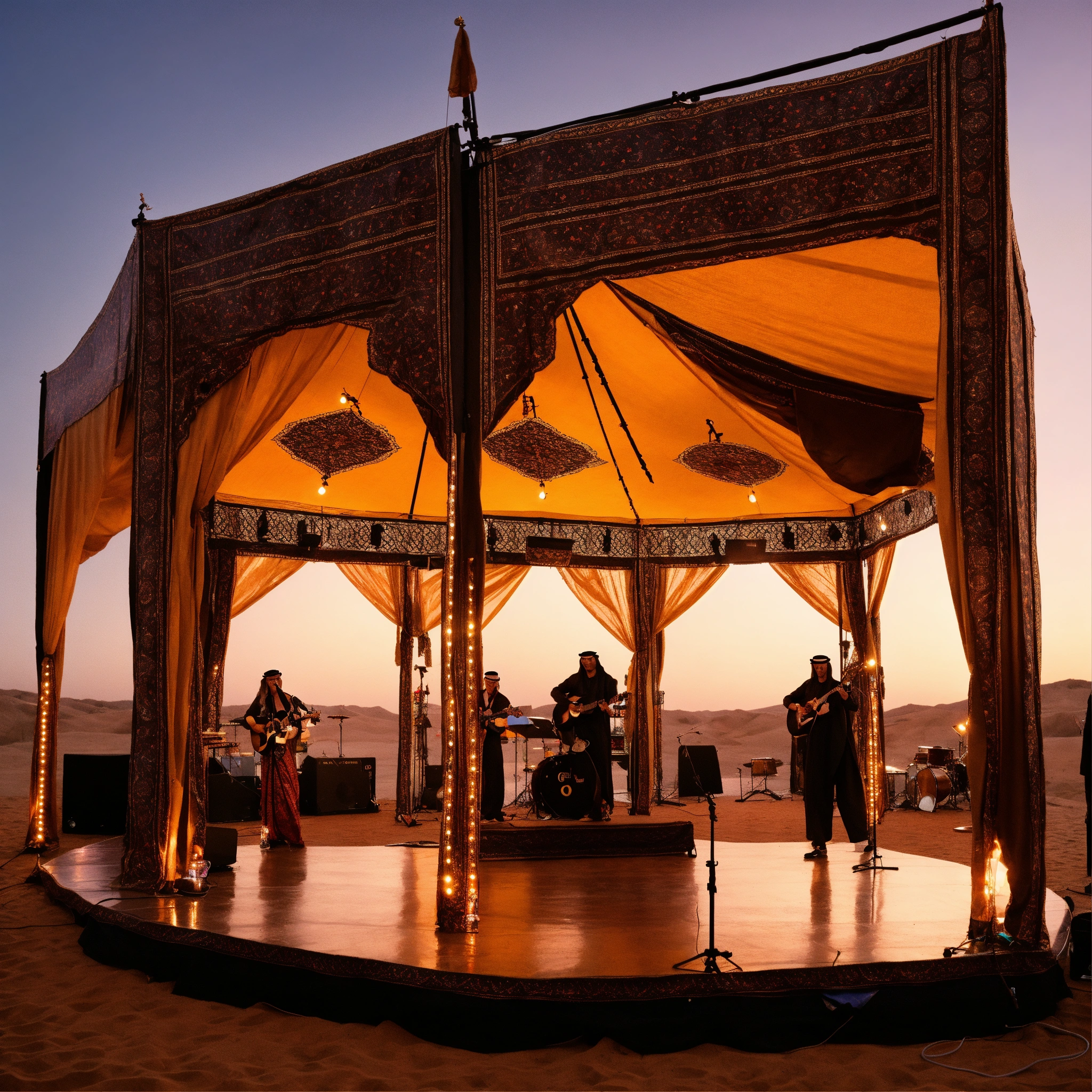 Lexica - Arabian tent themed outdoor concert stage with live music bands