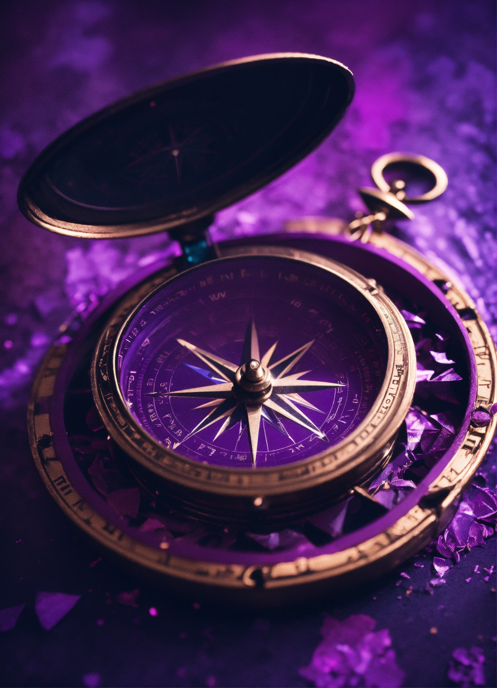Lexica - A little broken compass, purple theme, 8k