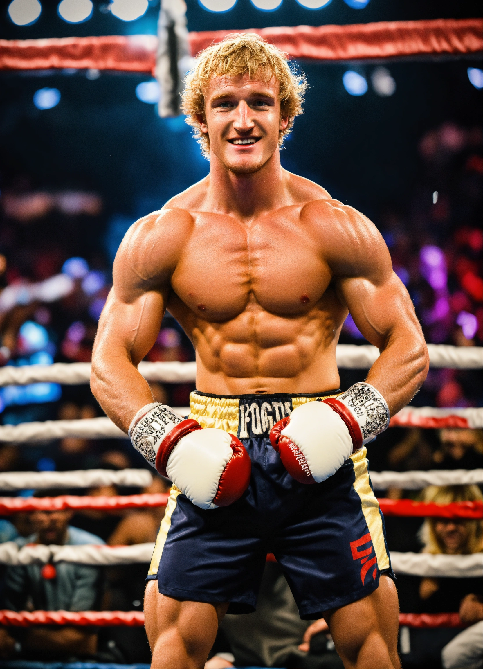 Lexica - Logan Paul, jacked, steroids, Boxing Ring, Victory, Happy ...