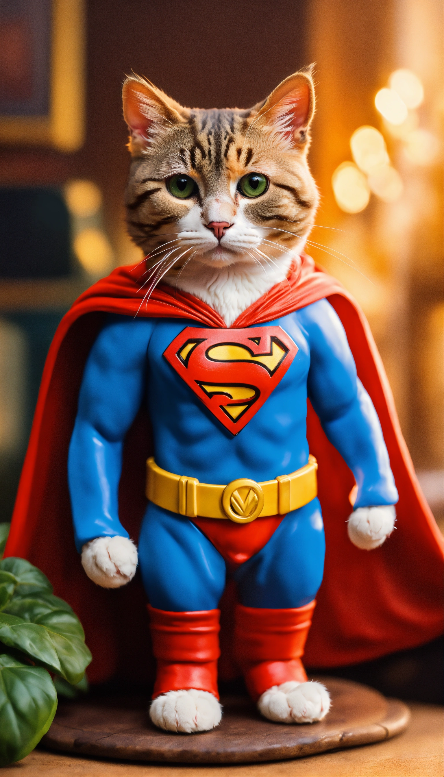 Lexica - Superman themed Cute cat, cat adventurer figure, product shot ...