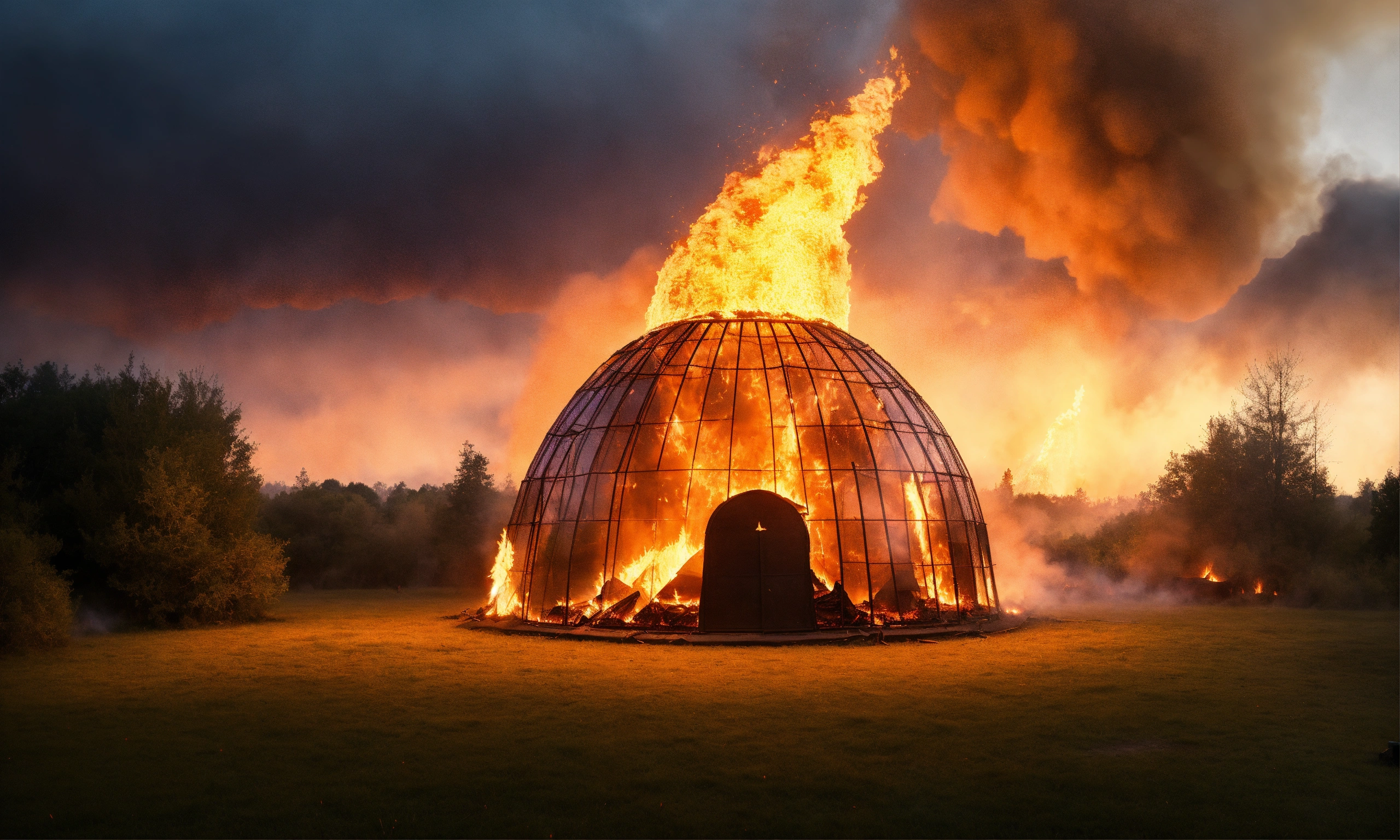 Lexica - Magic fire dome over a medieval army, medieval army inside a ...
