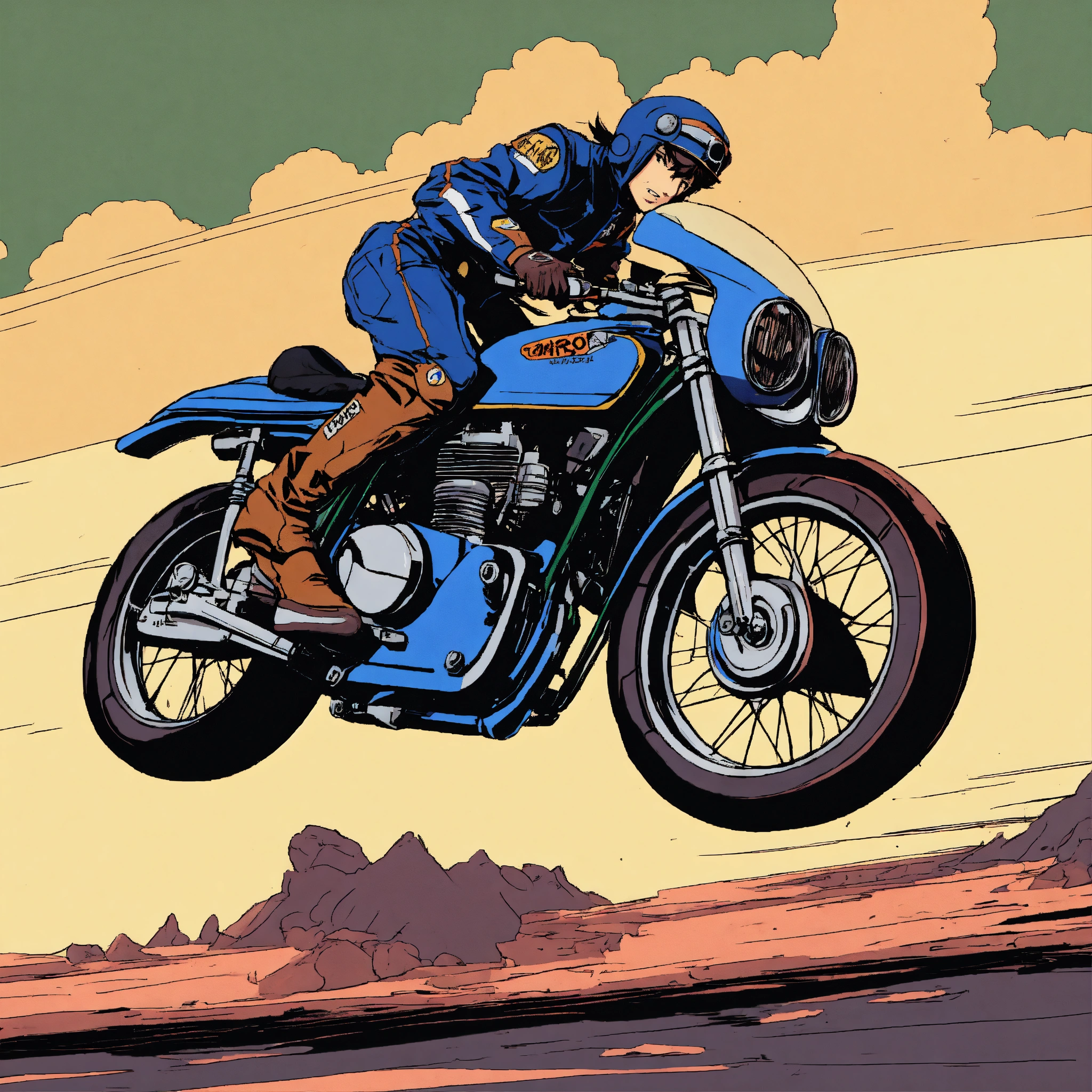 Lexica - Old anime style Motorcycle racer in Cowboy Bebop style