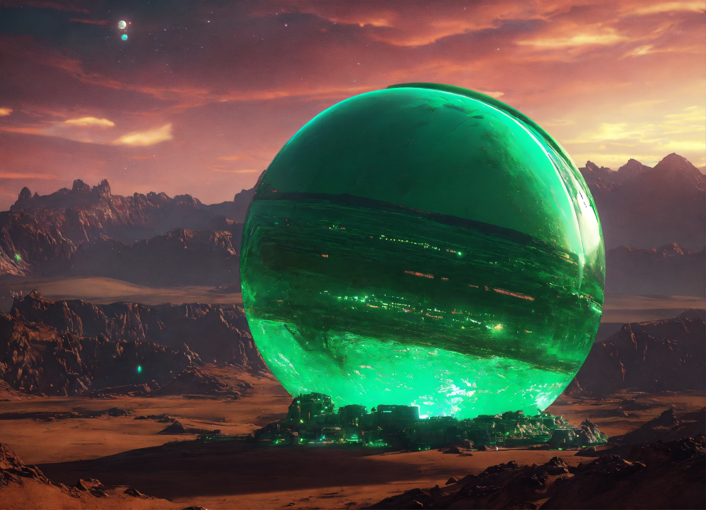 Lexica - Sci-fi planet, emerald, transcendent, 8K resolution, Blender