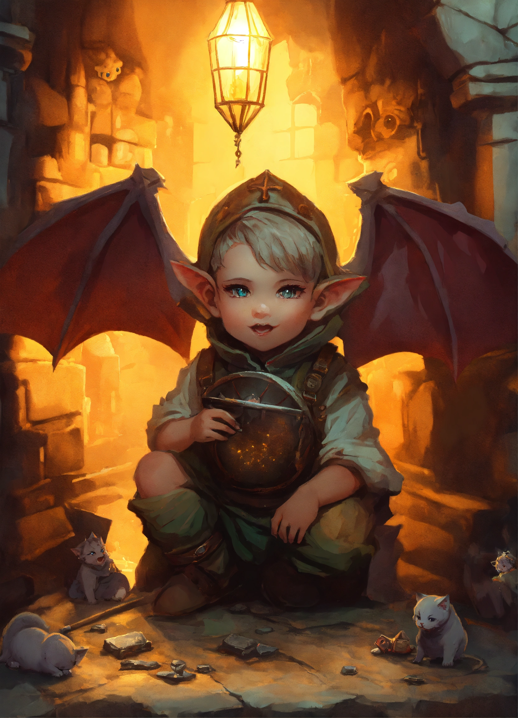 Lexica - Cute gargoyle toddlers, dnds, with diamond pupils, underground ...