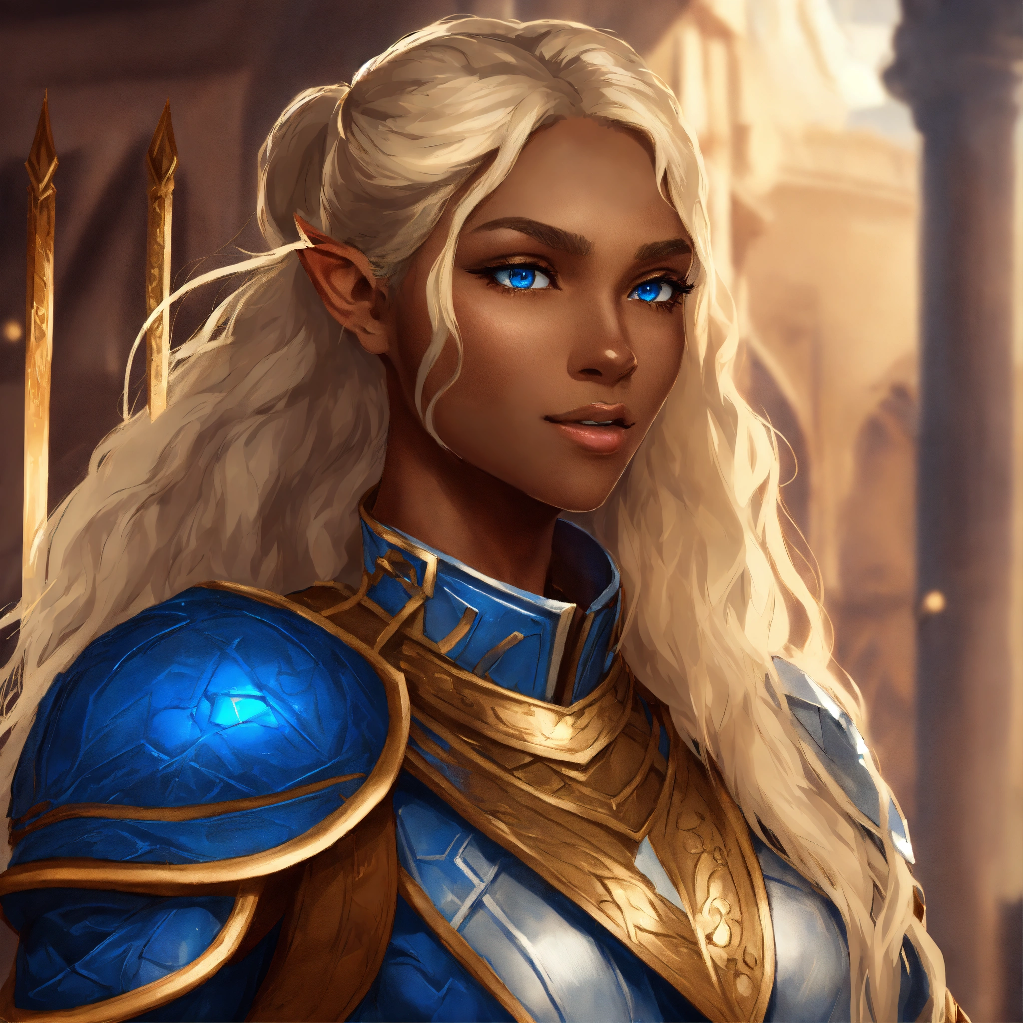 Lexica - A very brown skinned half elf woman, wearing glasses with deep ...