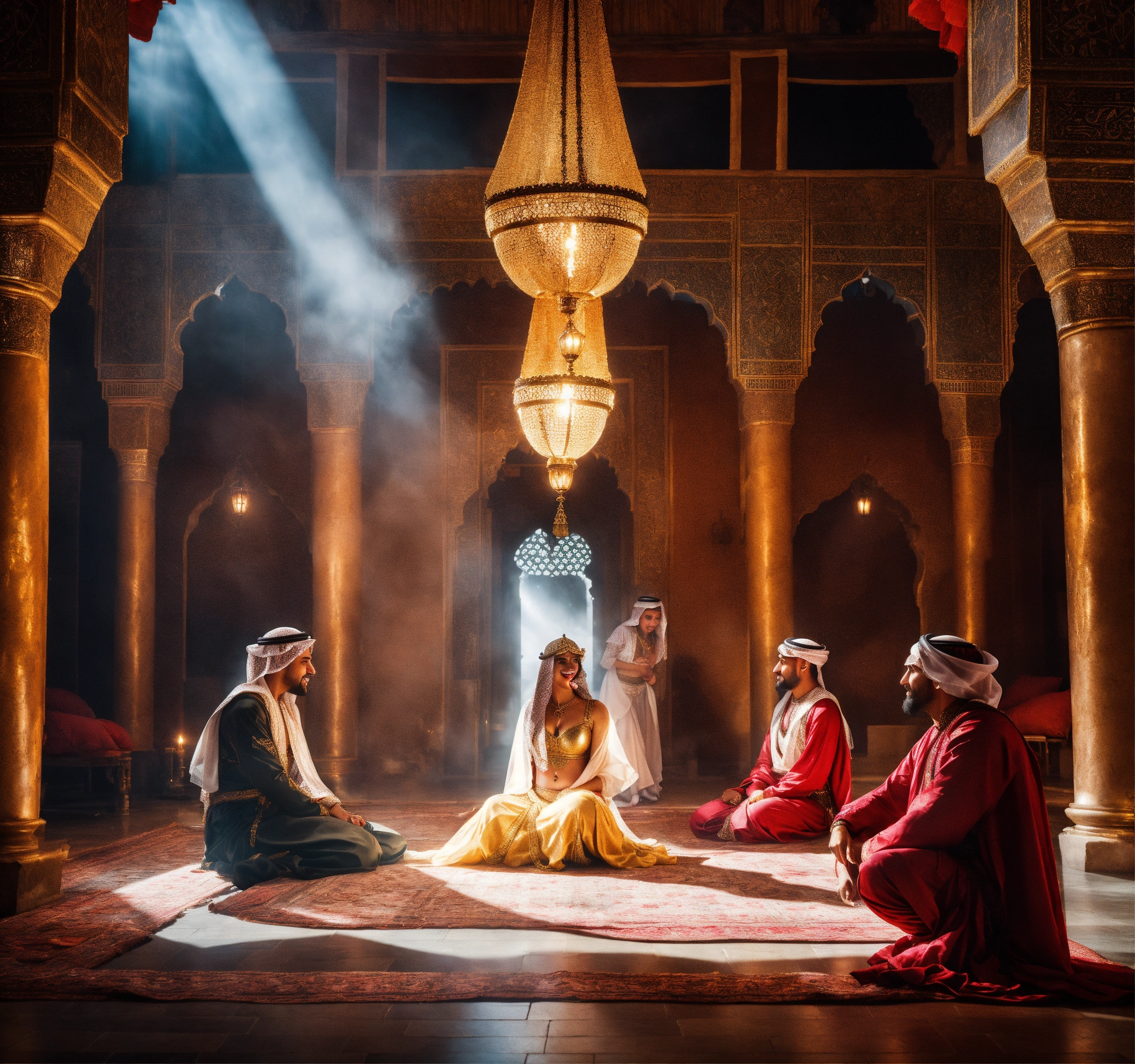 Lexica - An epic fantasy scene featuring a group of Arabian nobles ...
