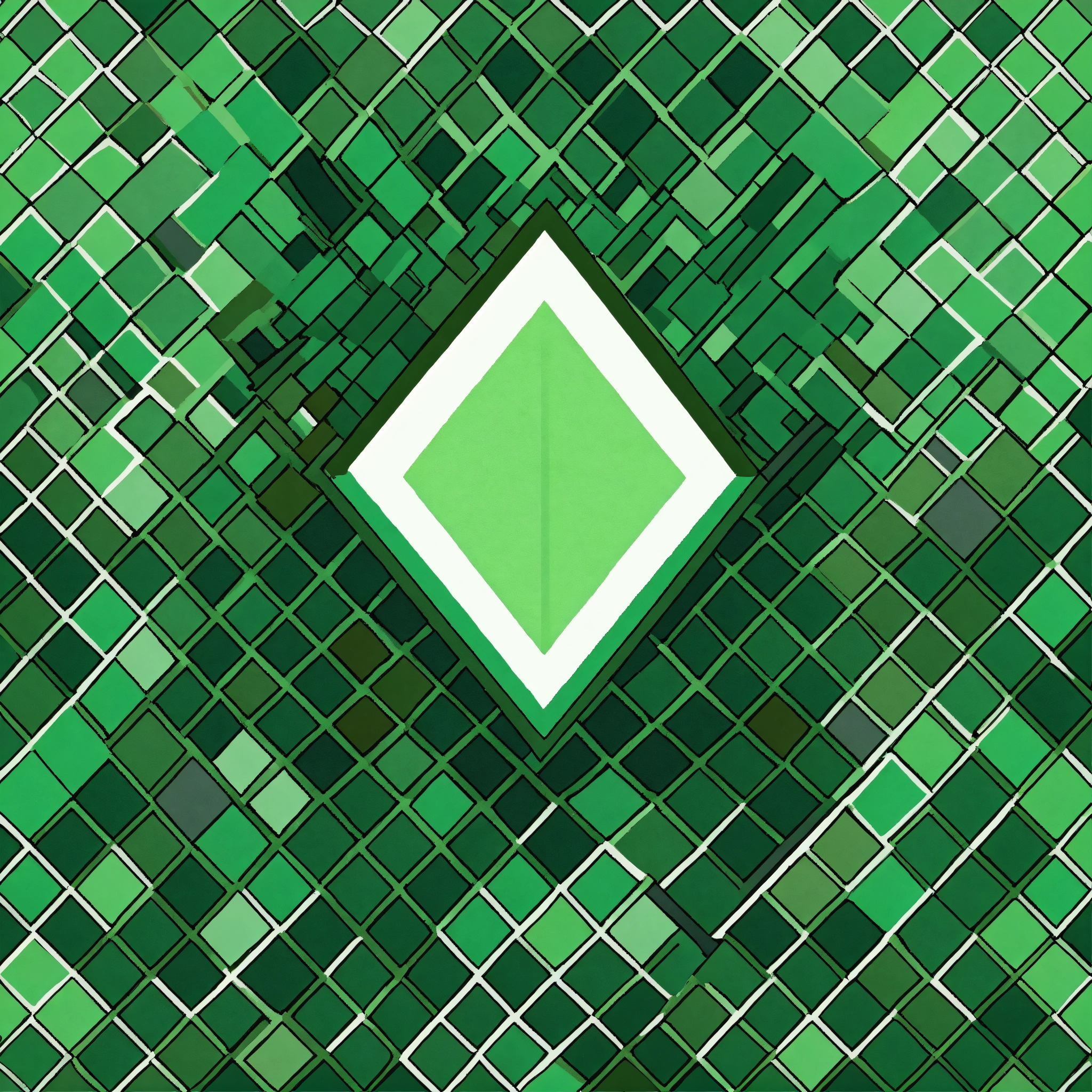 Lexica - Pixel art of a green and white diamond with blank background