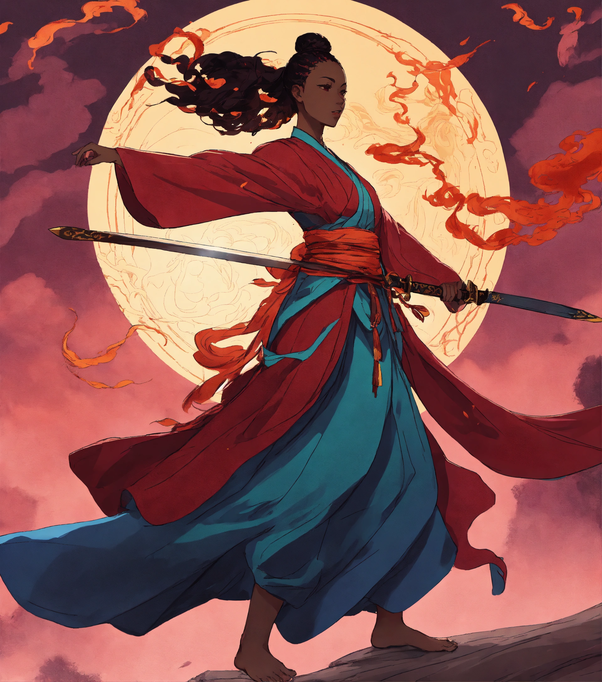 Lexica - An African woman cultivator in jewel tone flowing robes ...