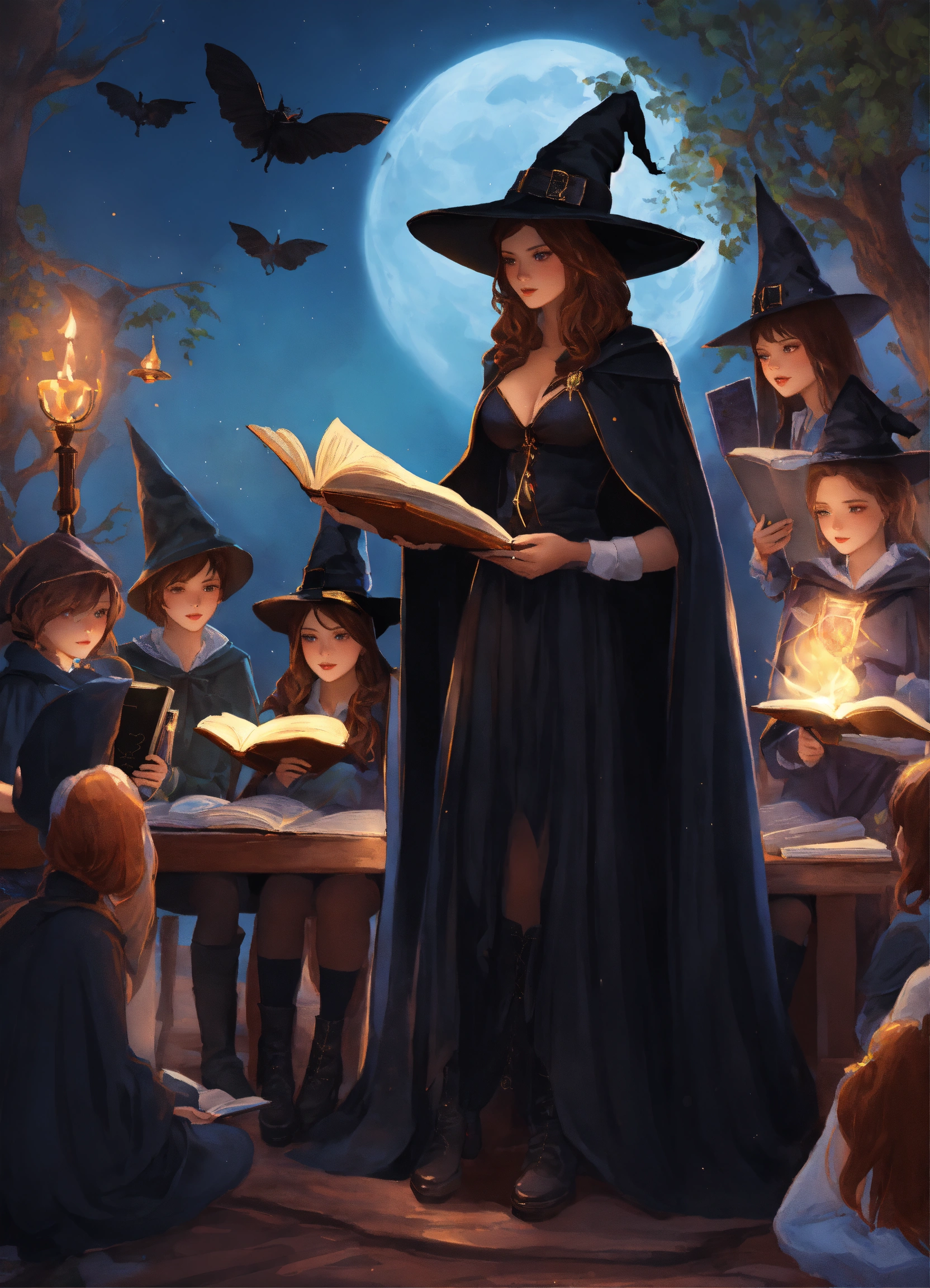 Lexica - Fantasy art Witch wearing a witches black hat and black cape ...