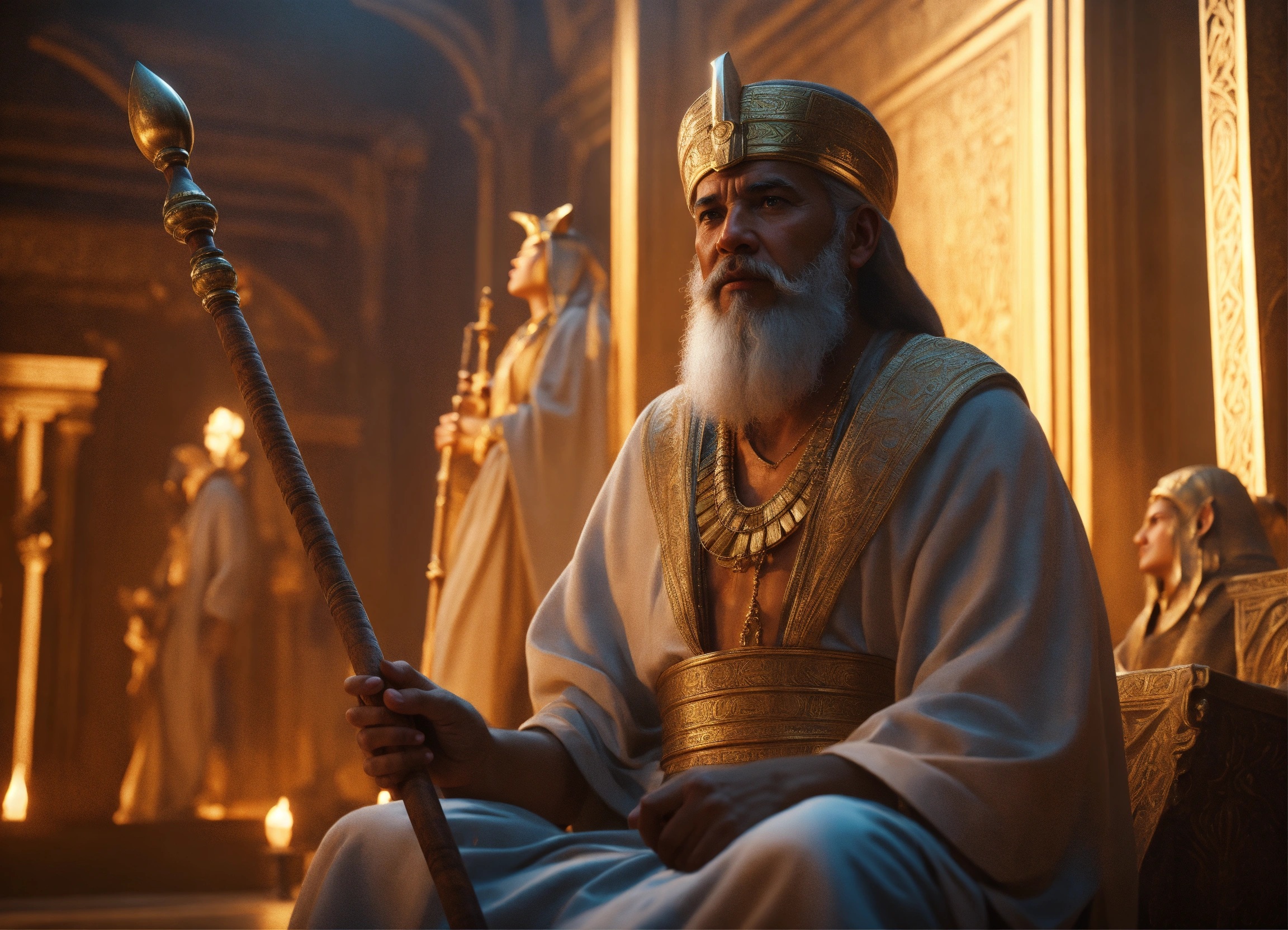 Lexica - Old Moses with his wooden staff, Hebrew robes, speaking in ...