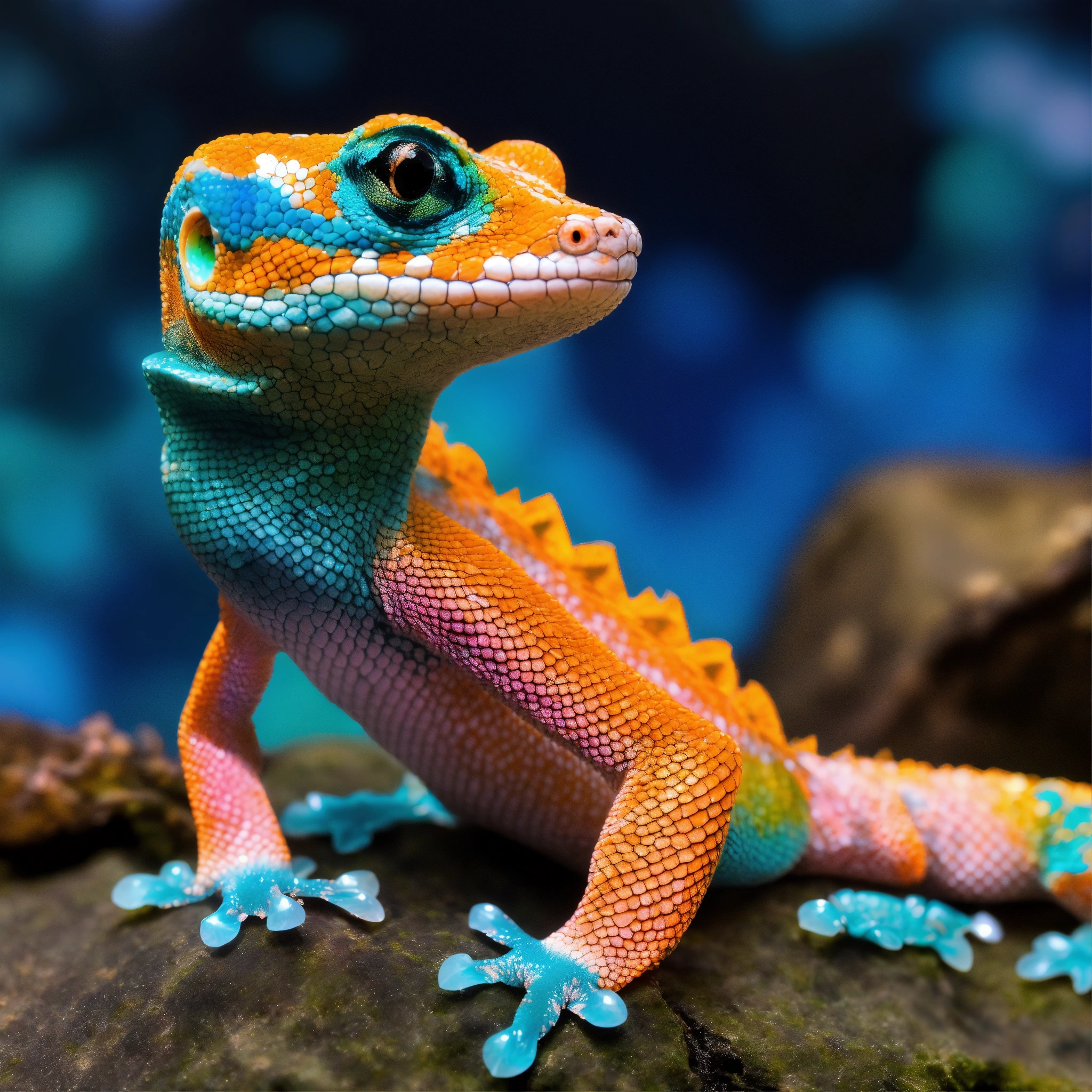 Lexica - Gecko (Dark blue scales, orange scales, aether green scales ...