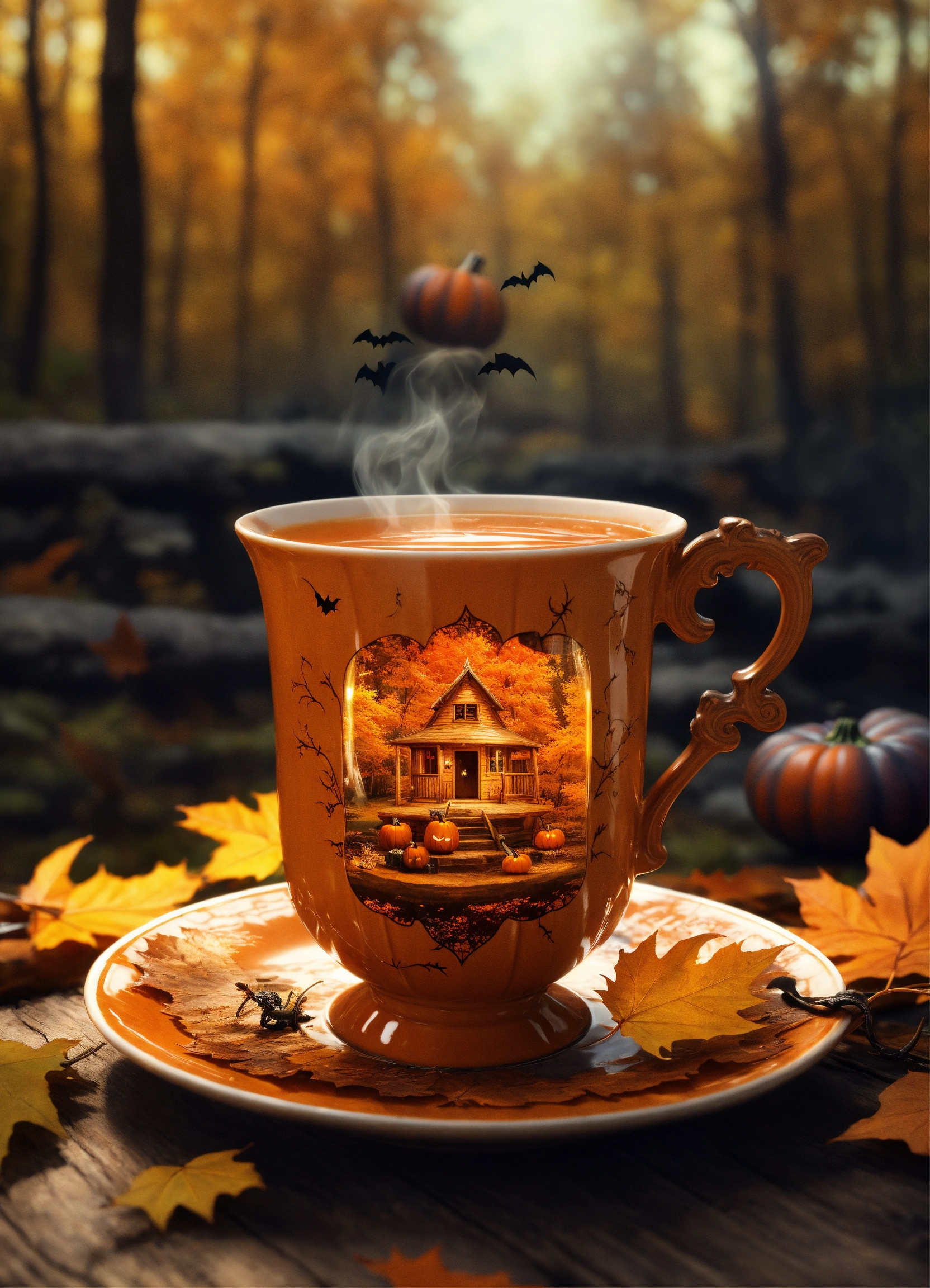 Lexica - 3d digital art self carved tea cup wooden scarry tea Cup with ...