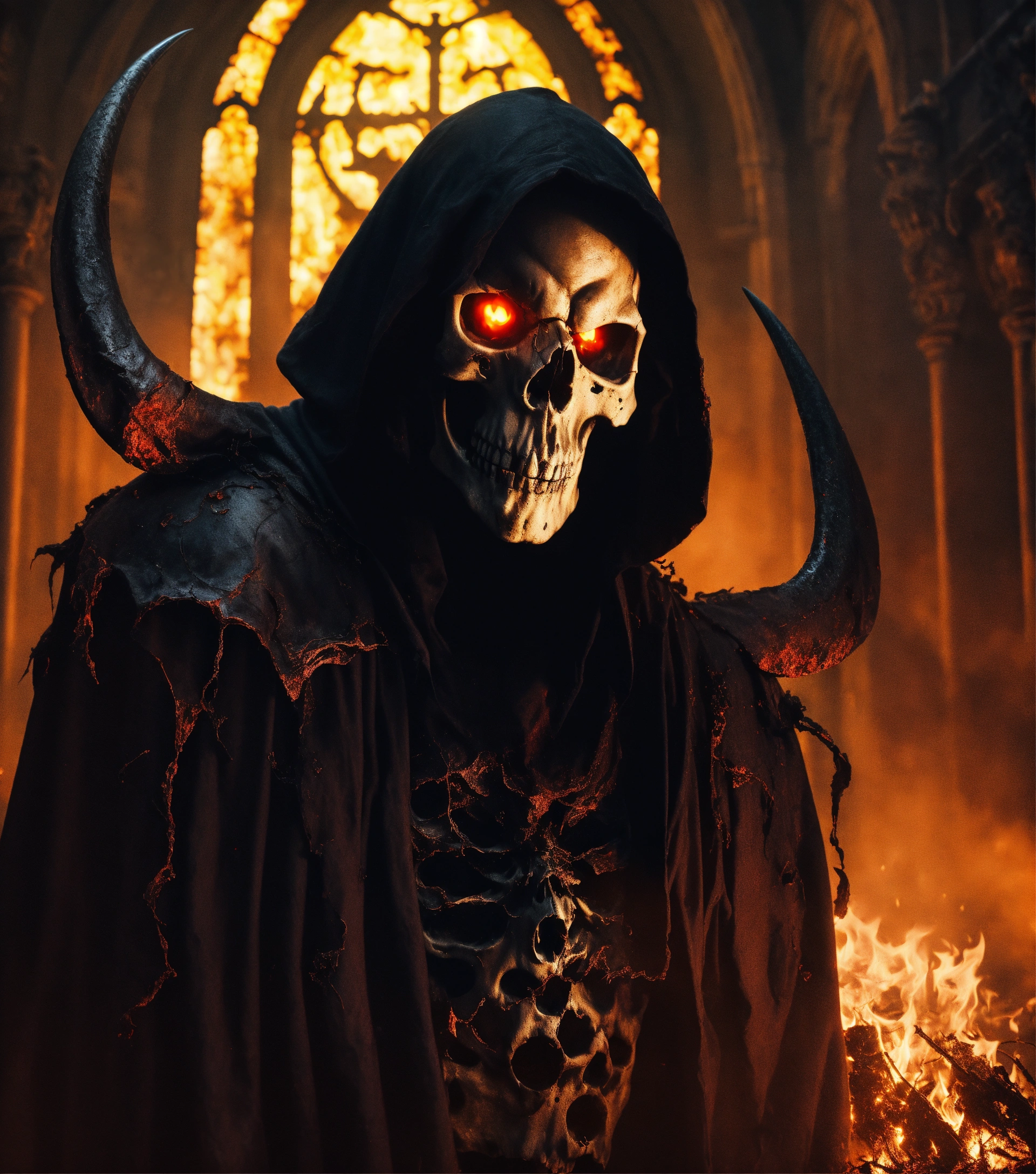 Lexica - Demonic skull, grim reaper, death, rotting flesh, glowing eyes ...