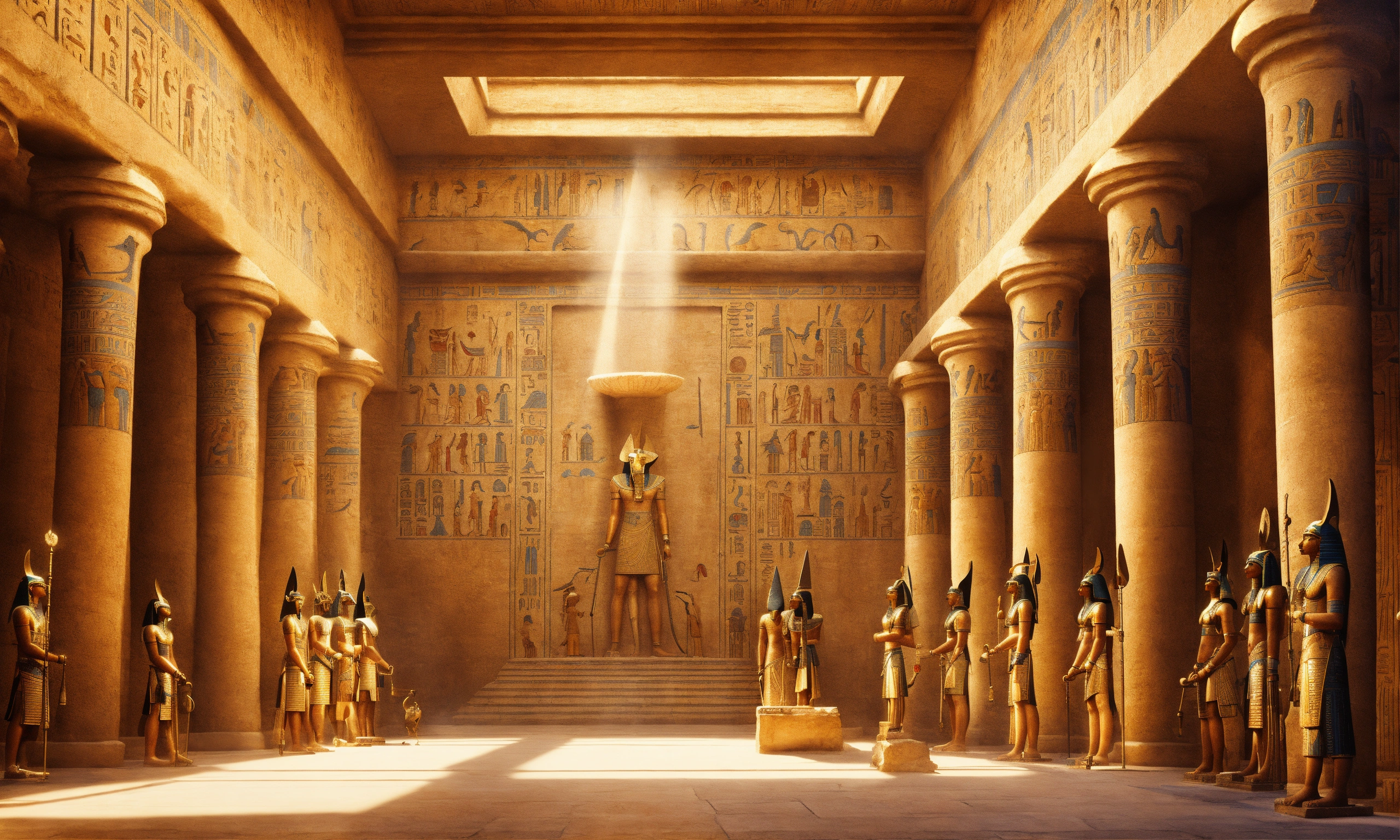 Lexica - An epic fantasy scene in ancient Egypt featuring a big hall in ...