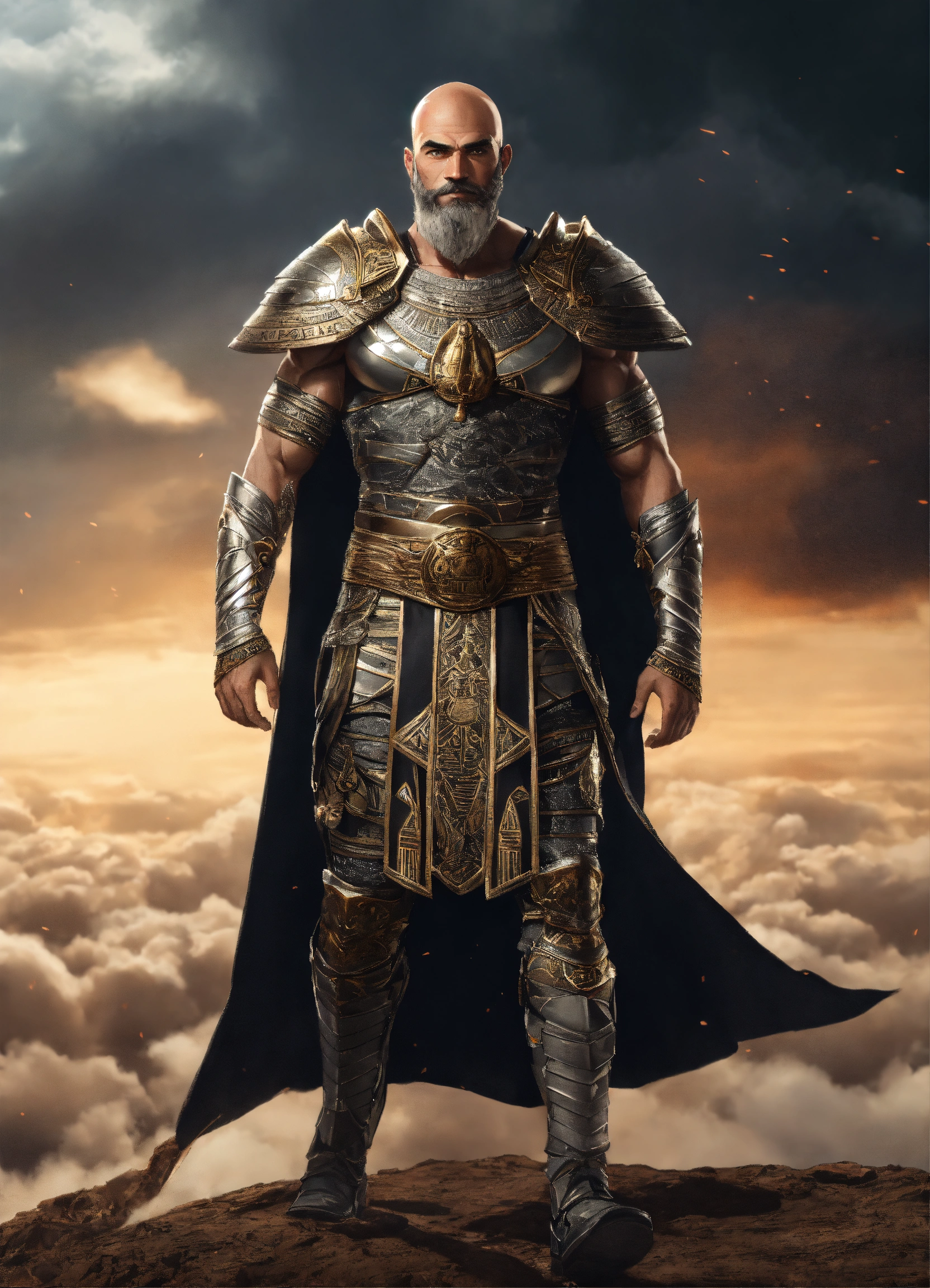Lexica - Bald bearded man, a strong muscular handsome Egyptian male god ...