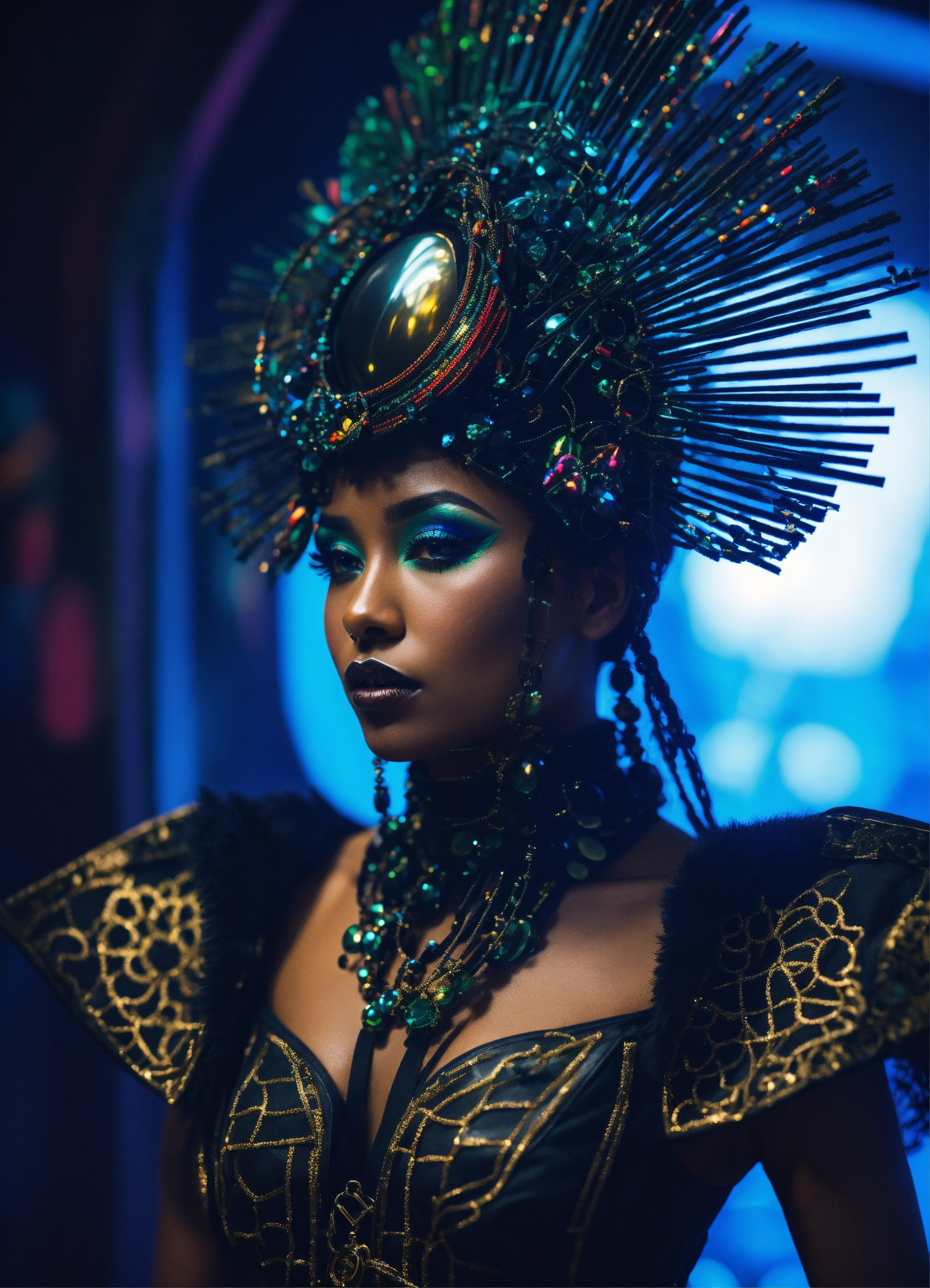 Lexica - A tan skin dominican female all black sleek futuristic outfit ...