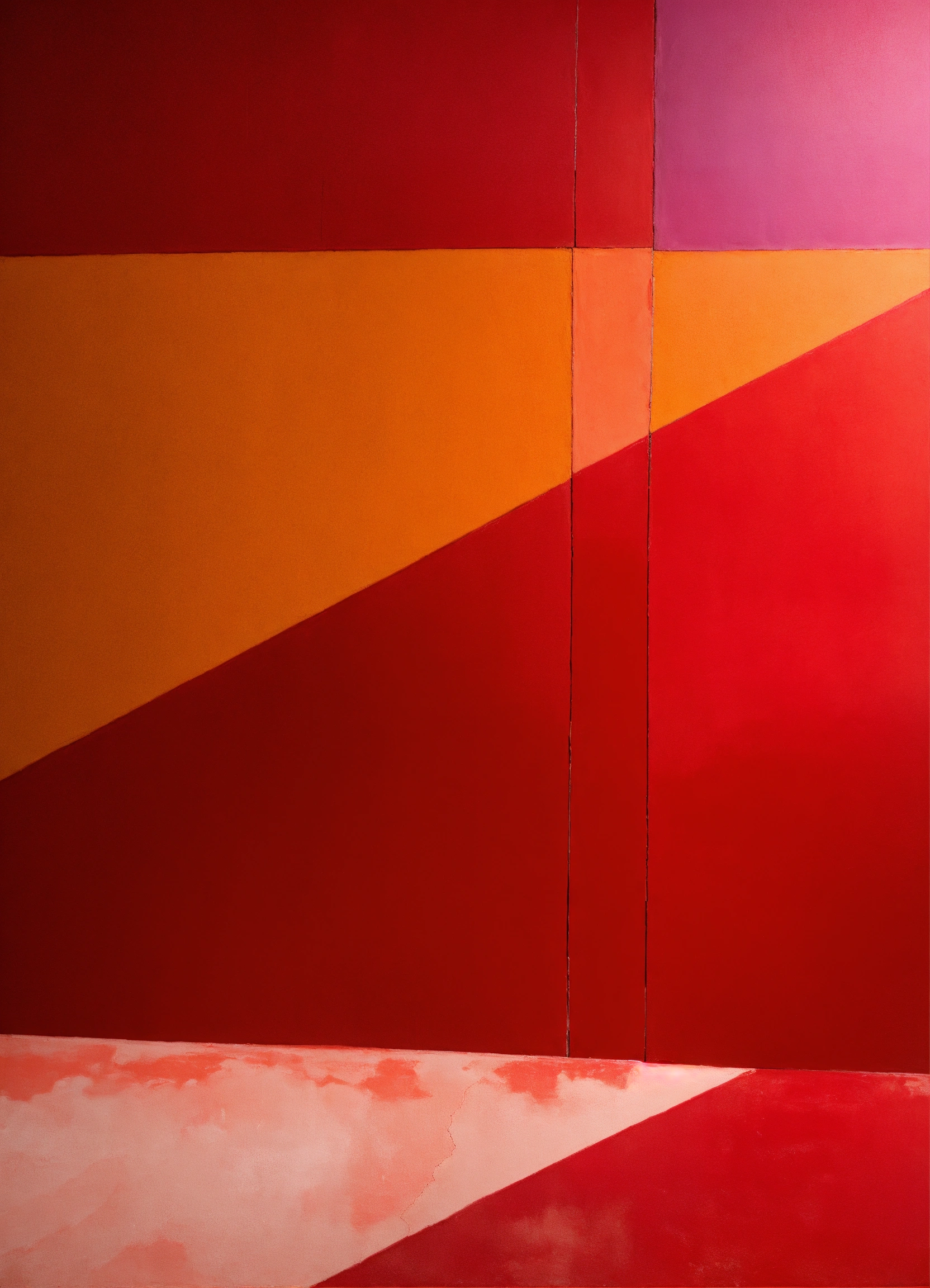 Lexica - A mural painting left 2/3 vibrant crimson ending with a top to ...