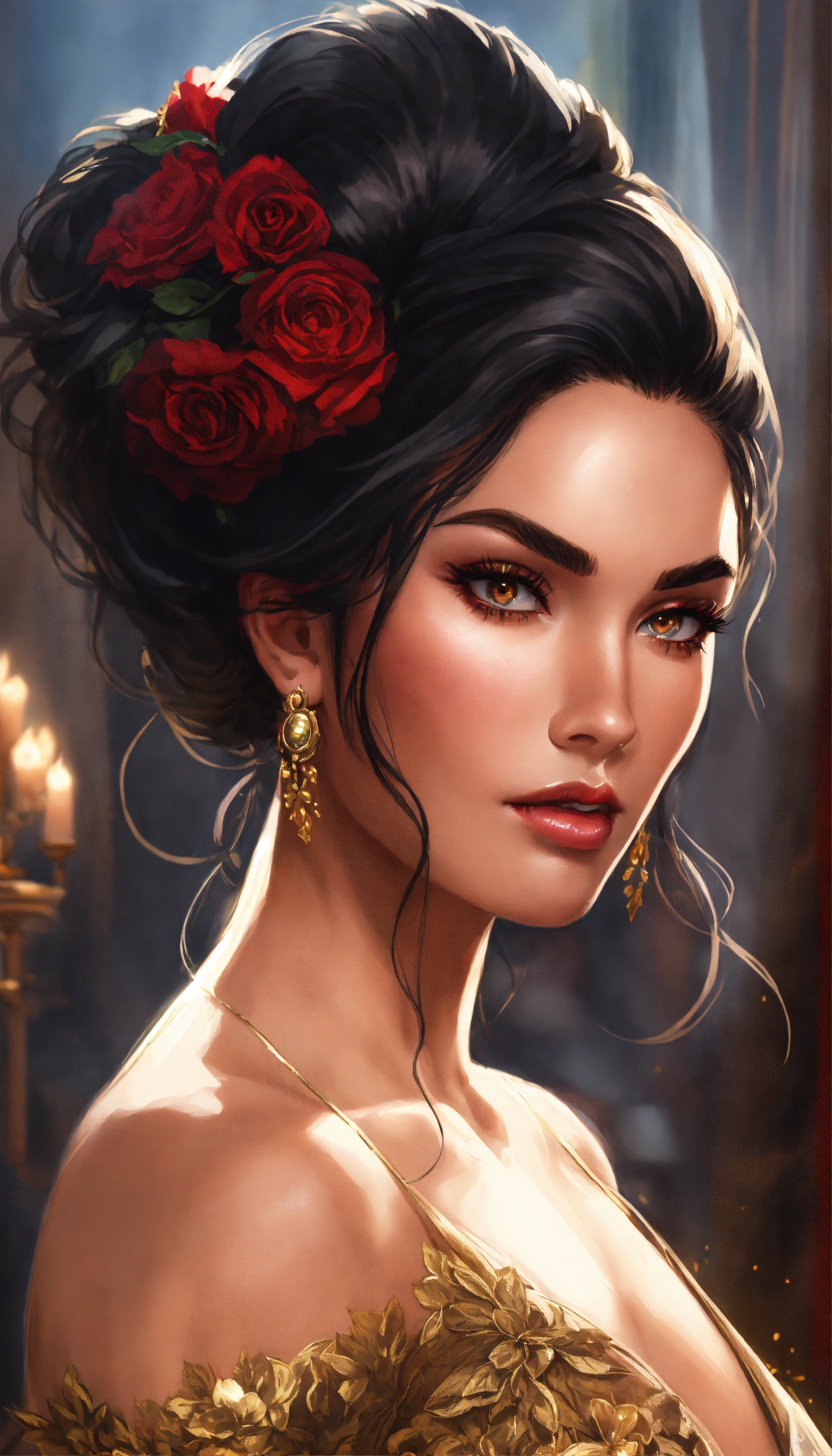 Lexica - Concept art of ravenna, megan fox, glowing red eyes, curled ...