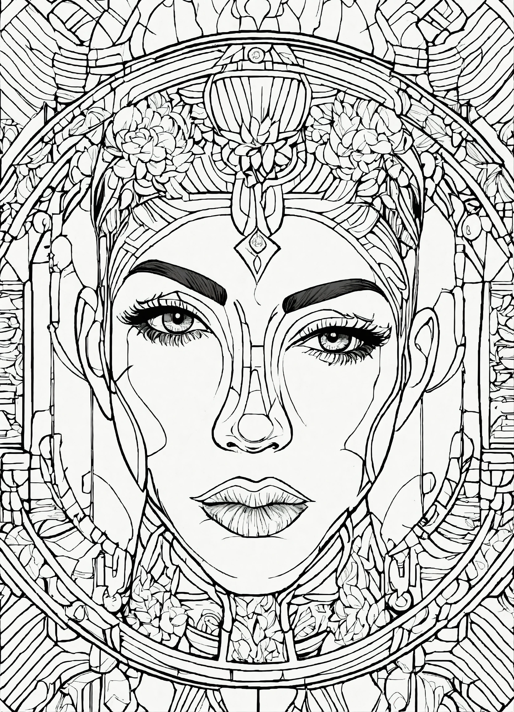 Lexica - Coloring page for adults, bold lines, dark lines, mandala MAD ...