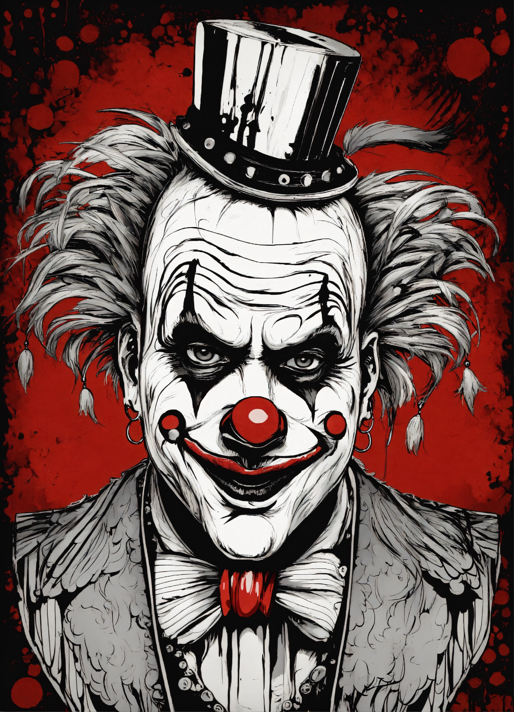 Lexica - Clown punk, black and white, white background, no background ...