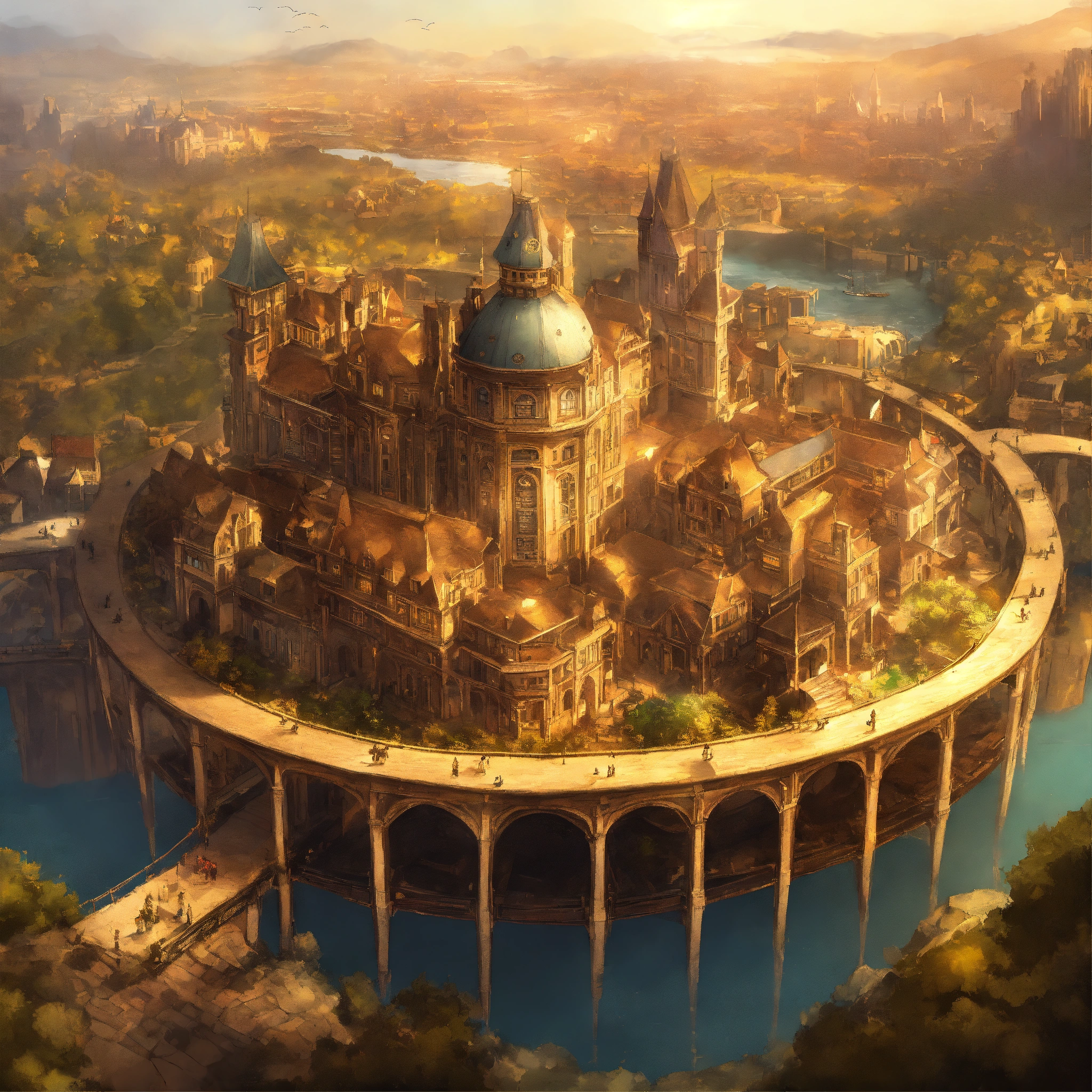 Lexica - Bird-view of a fantasy city with a massive fantasy academy ...