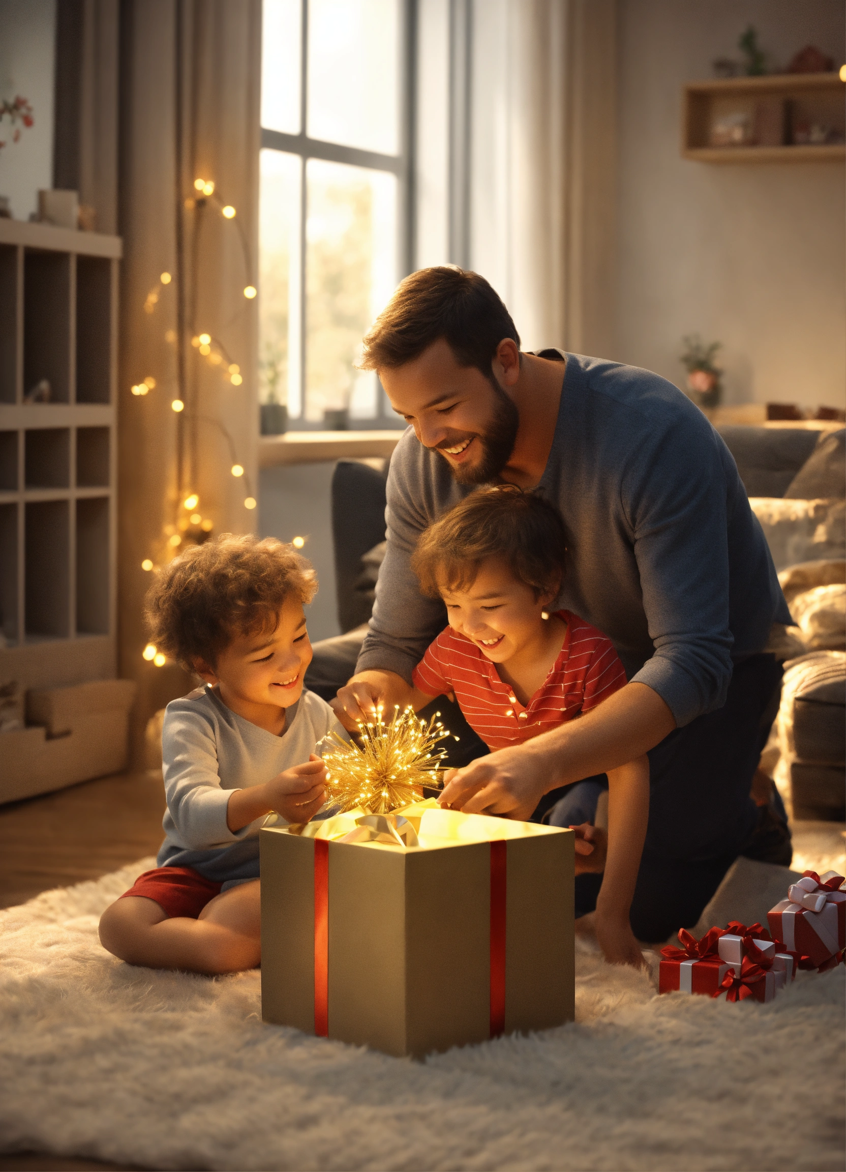 Lexica - Happy dad open a gift box, 4K photorealistic