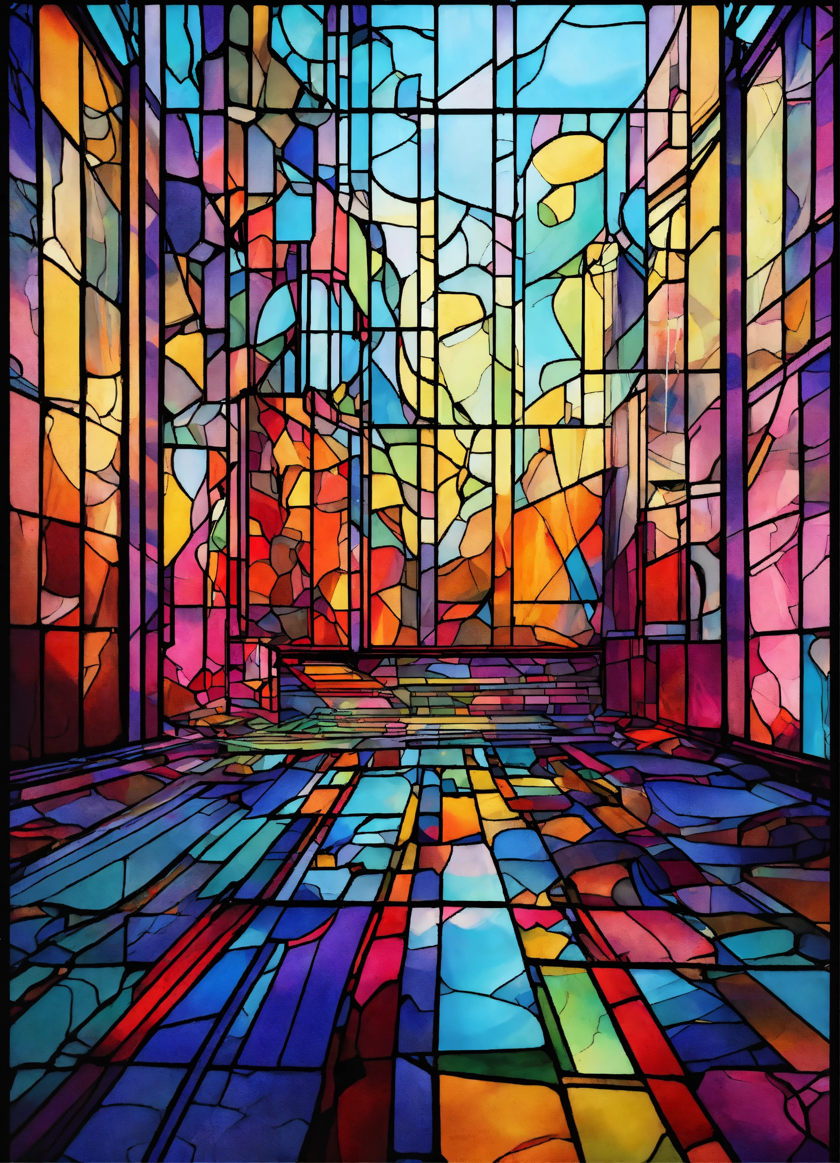 Lexica - Stained glass, abstract graffiti tag brush comic art. Comic ...