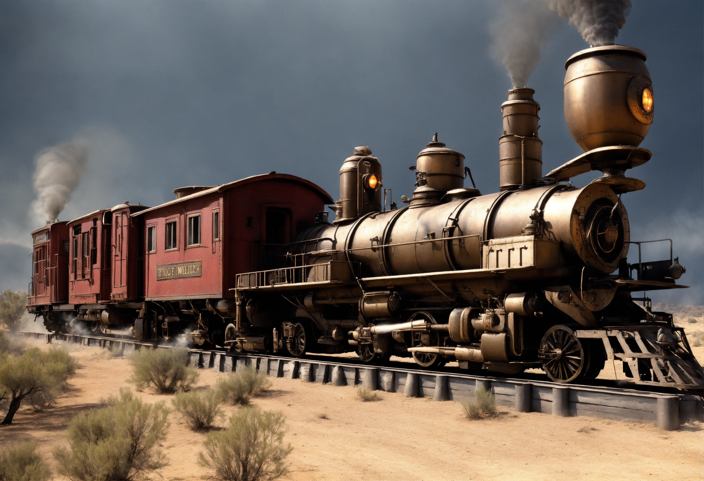 Lexica - Old west train, high detail, heavy duty, steam punk, heavily ...