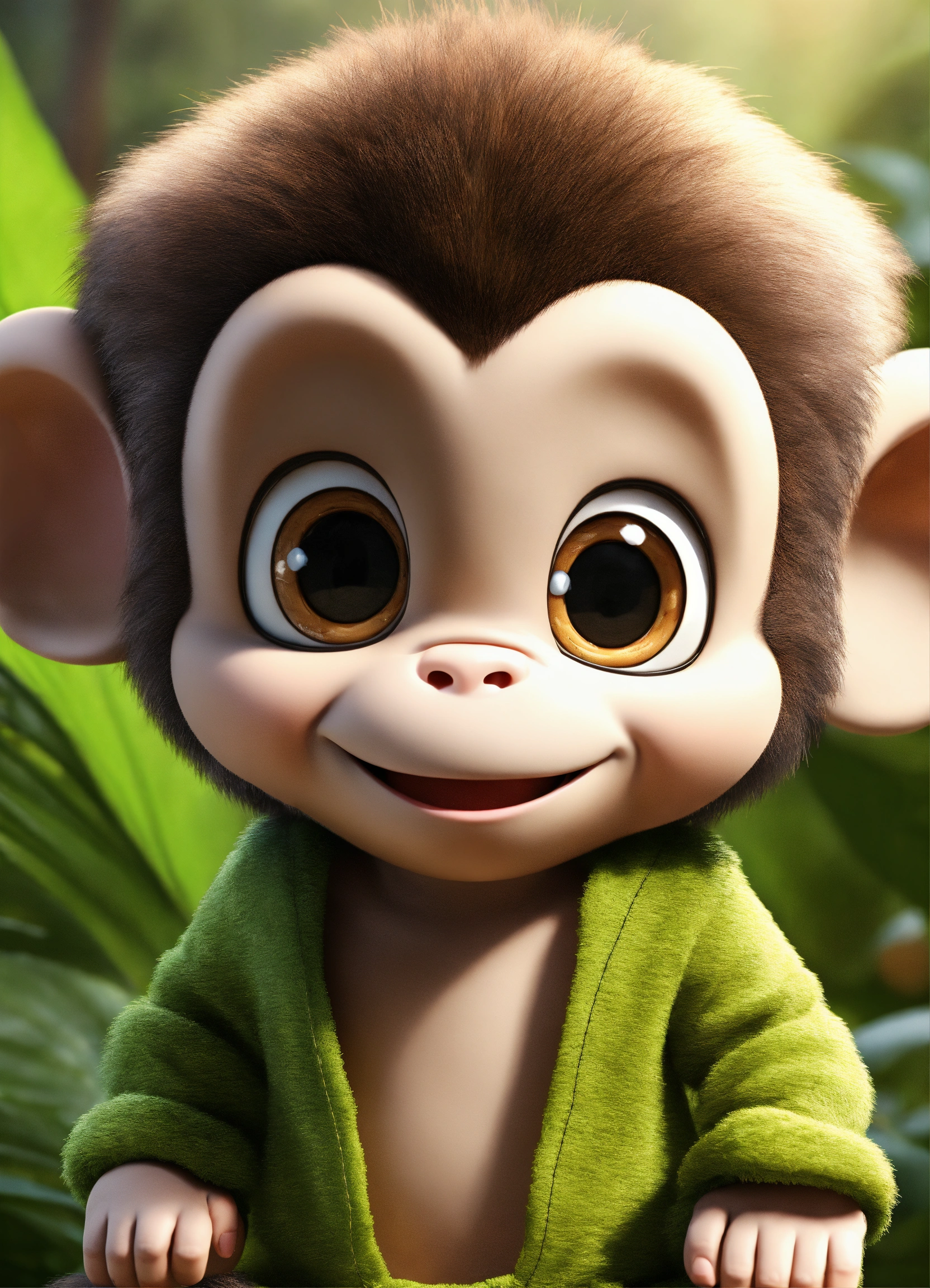 Lexica - A cute happy 3D model monkey character wearing baby Tarzan ...