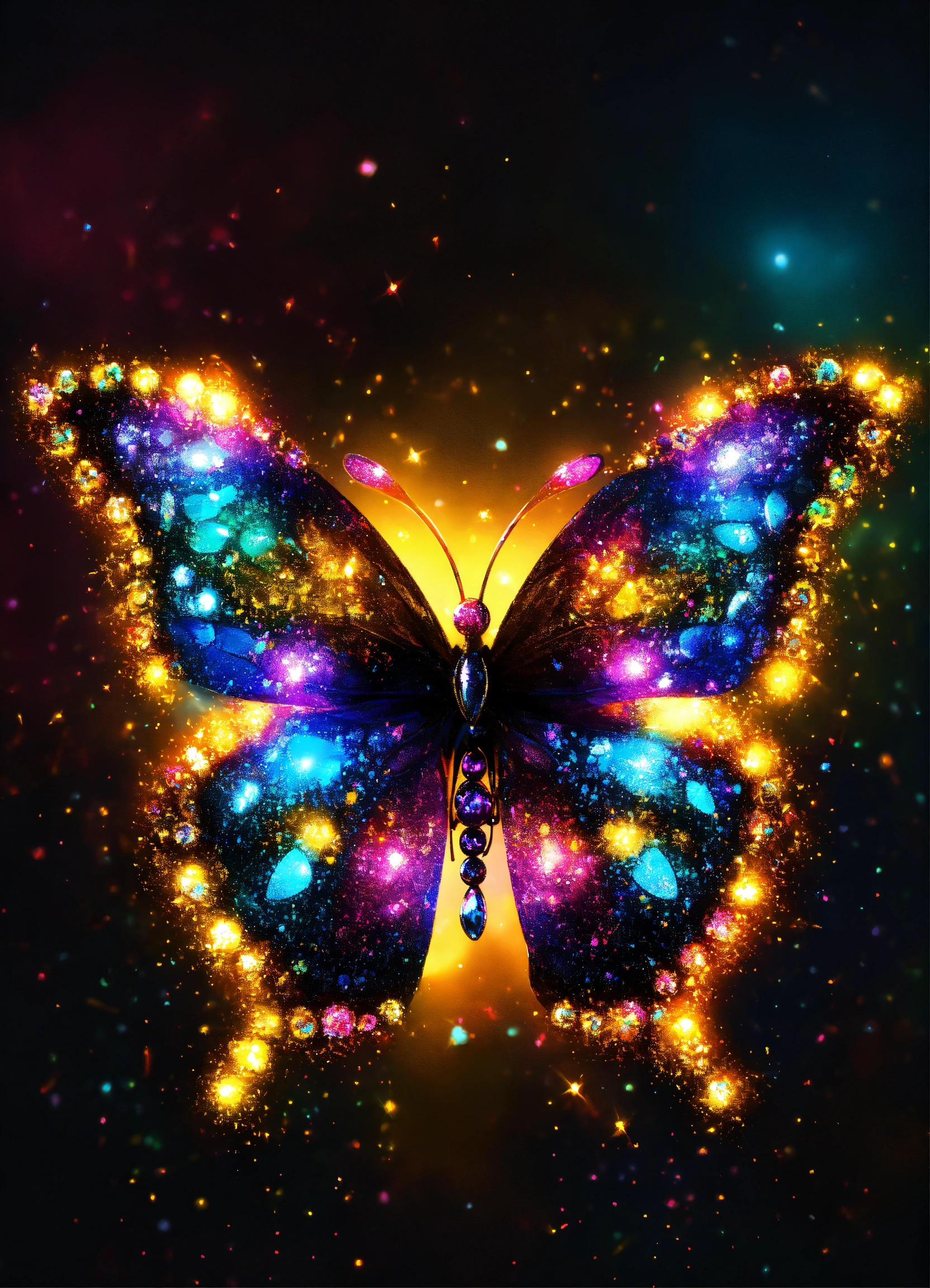 Lexica - Modern art, neon color butterfly with glitter effect and a lot ...
