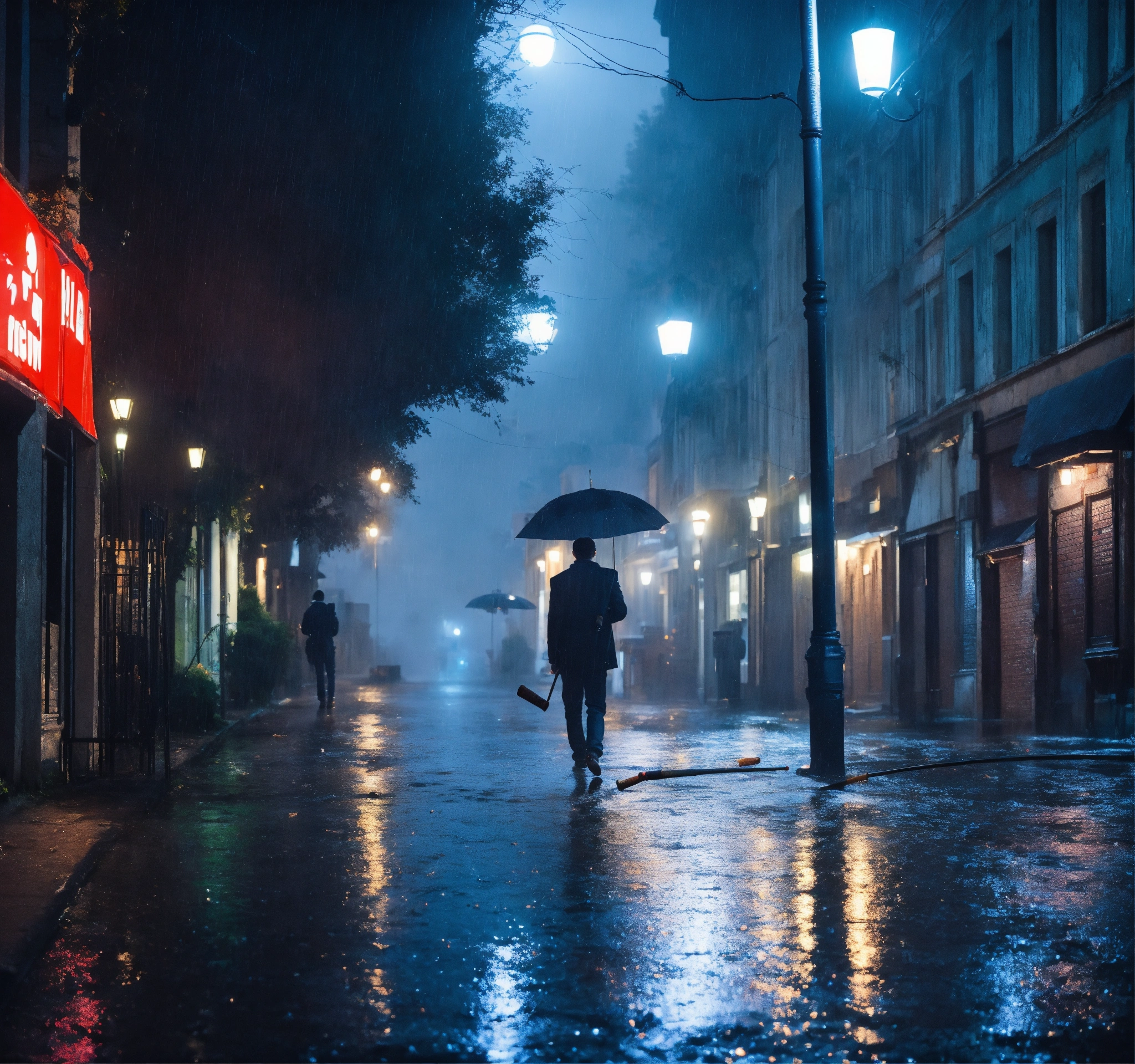 Lexica - Un homme qui frappe un rochet avec un baton dans la nuit et la ...