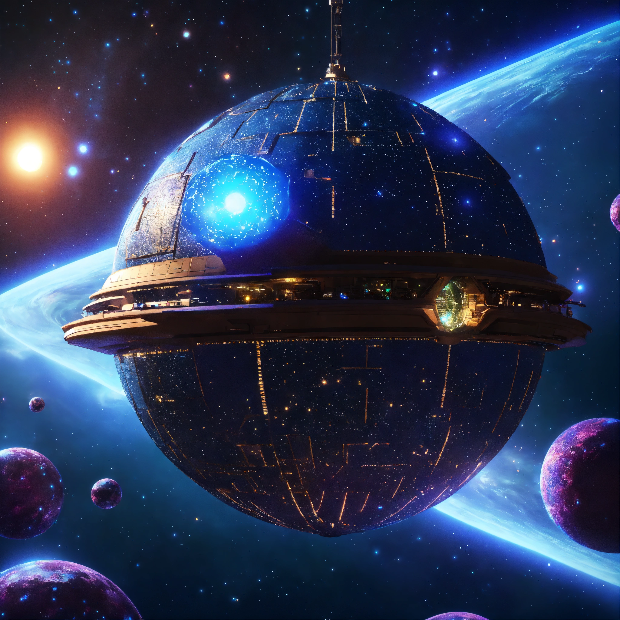 Lexica - Star cruiser docking on an artificial planet that looks like a ...