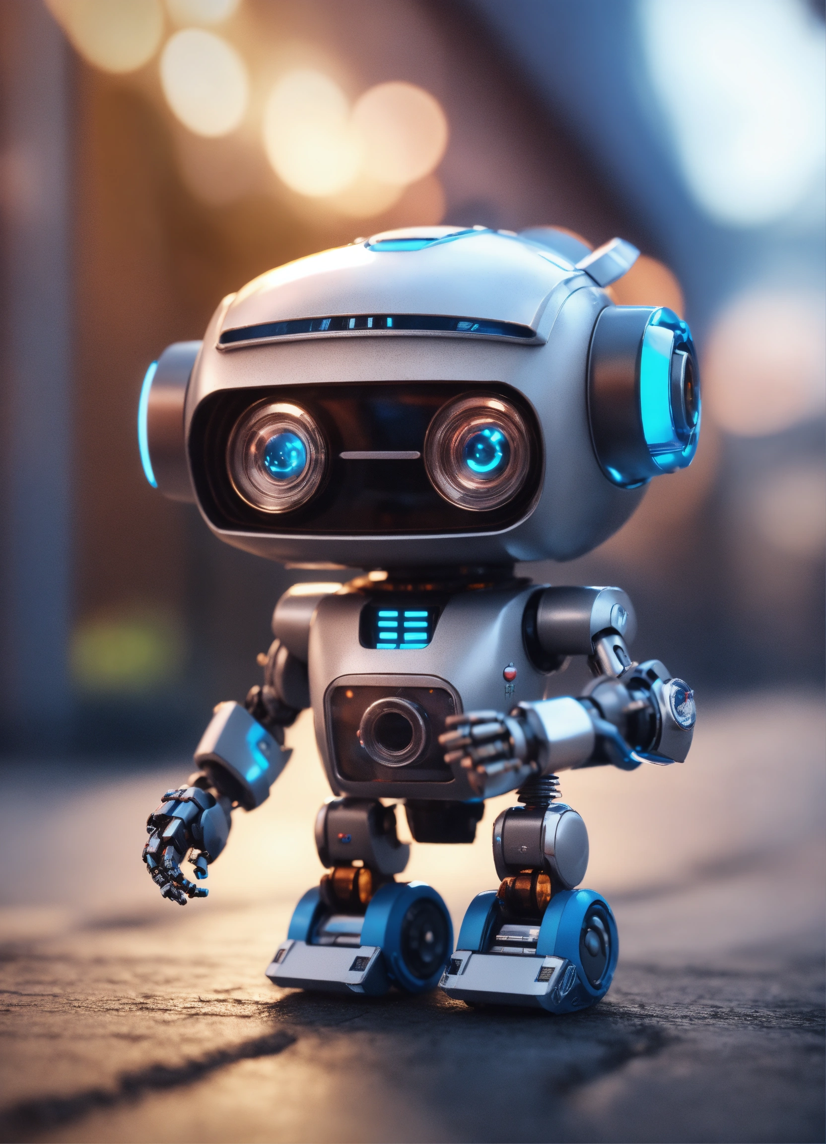 Lexica - Cute tiny robot with cute eyes in the style of 90's vintage ...