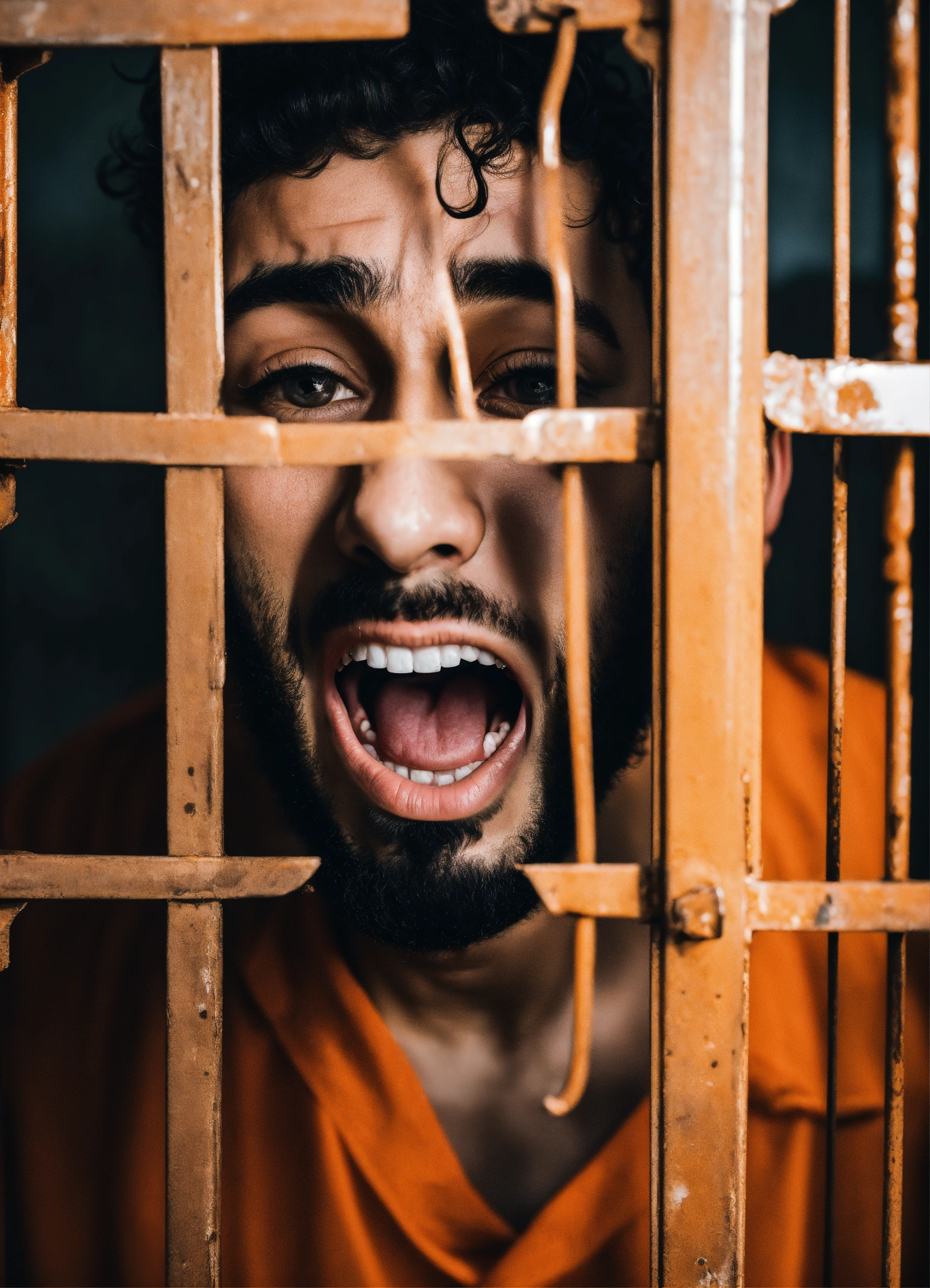 Lexica - Sad screaming young arabic man in prison
