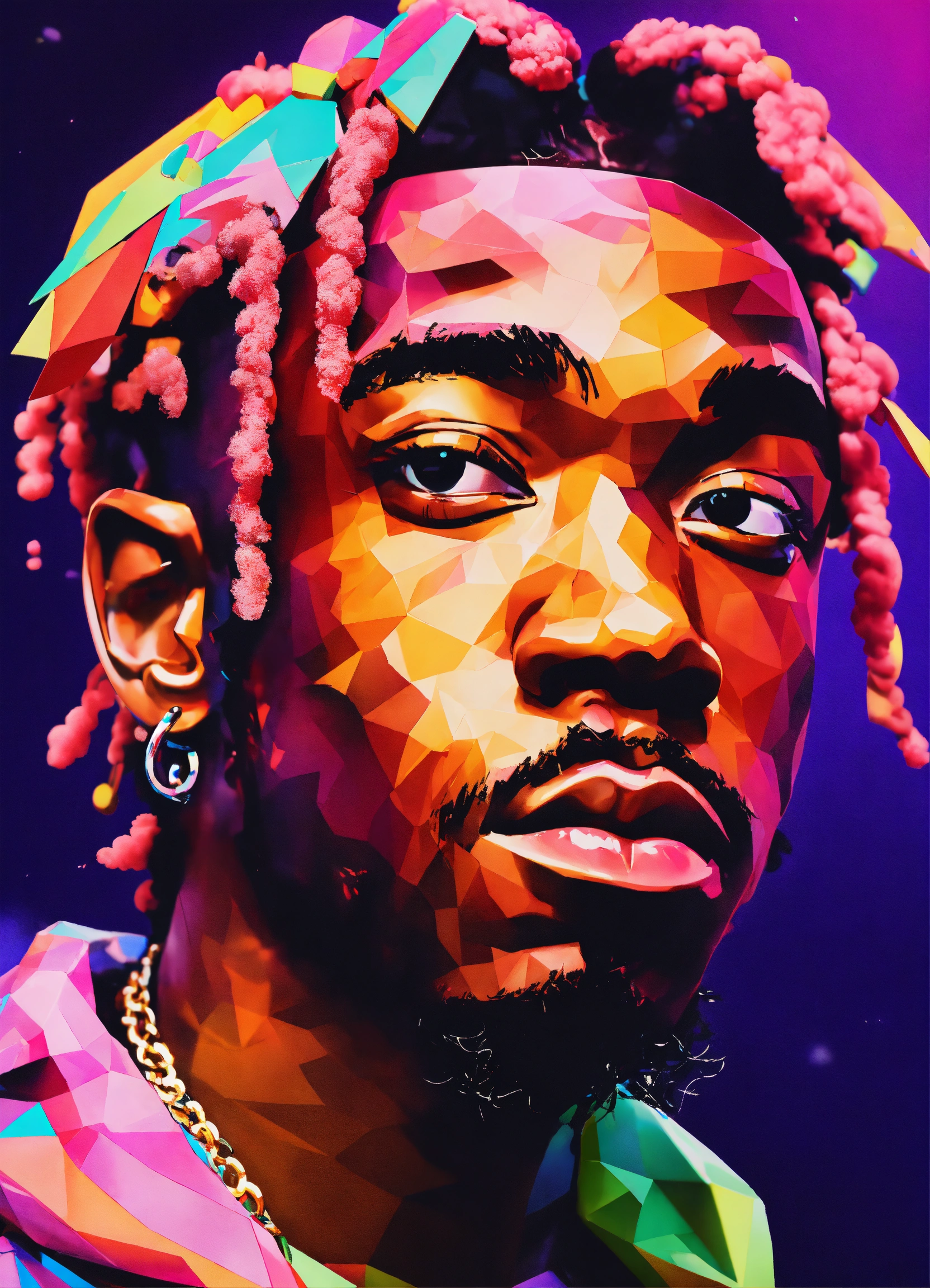 Lexica - Portrait of lil uzi vert verry abstract poligon style 3d