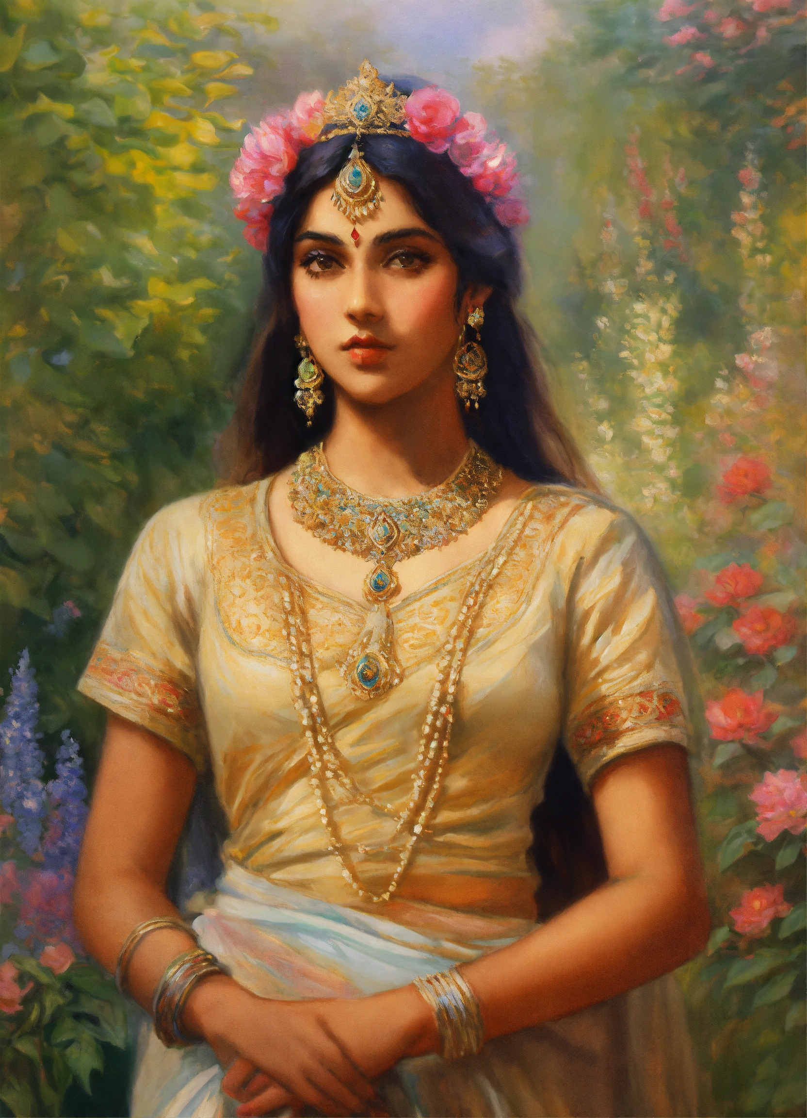 Lexica - Indian princess, natural face, facing forward, standing in ...