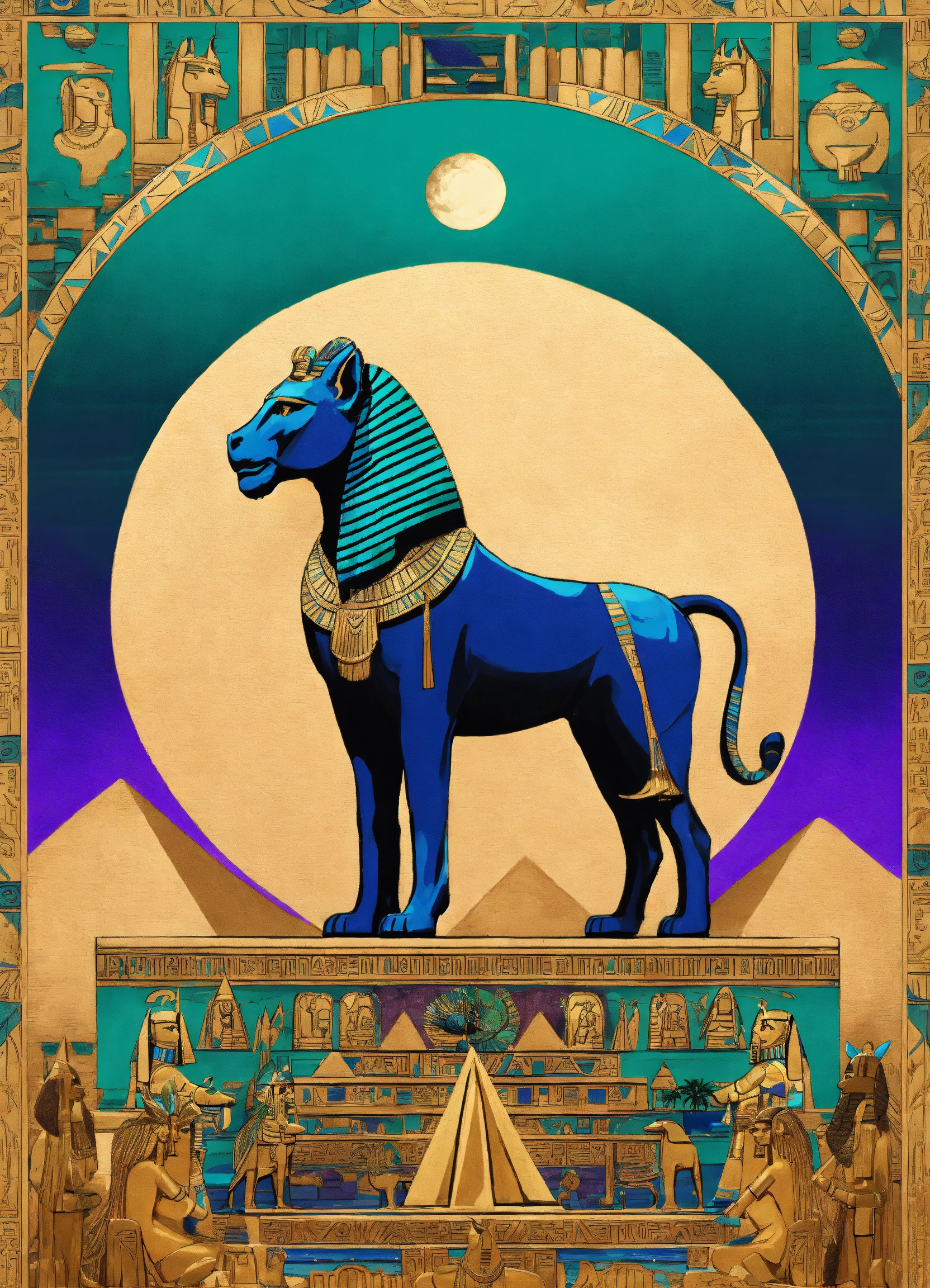Lexica - ALL superrealism style egyptian card STYLE egyptian LAMASSU in ...