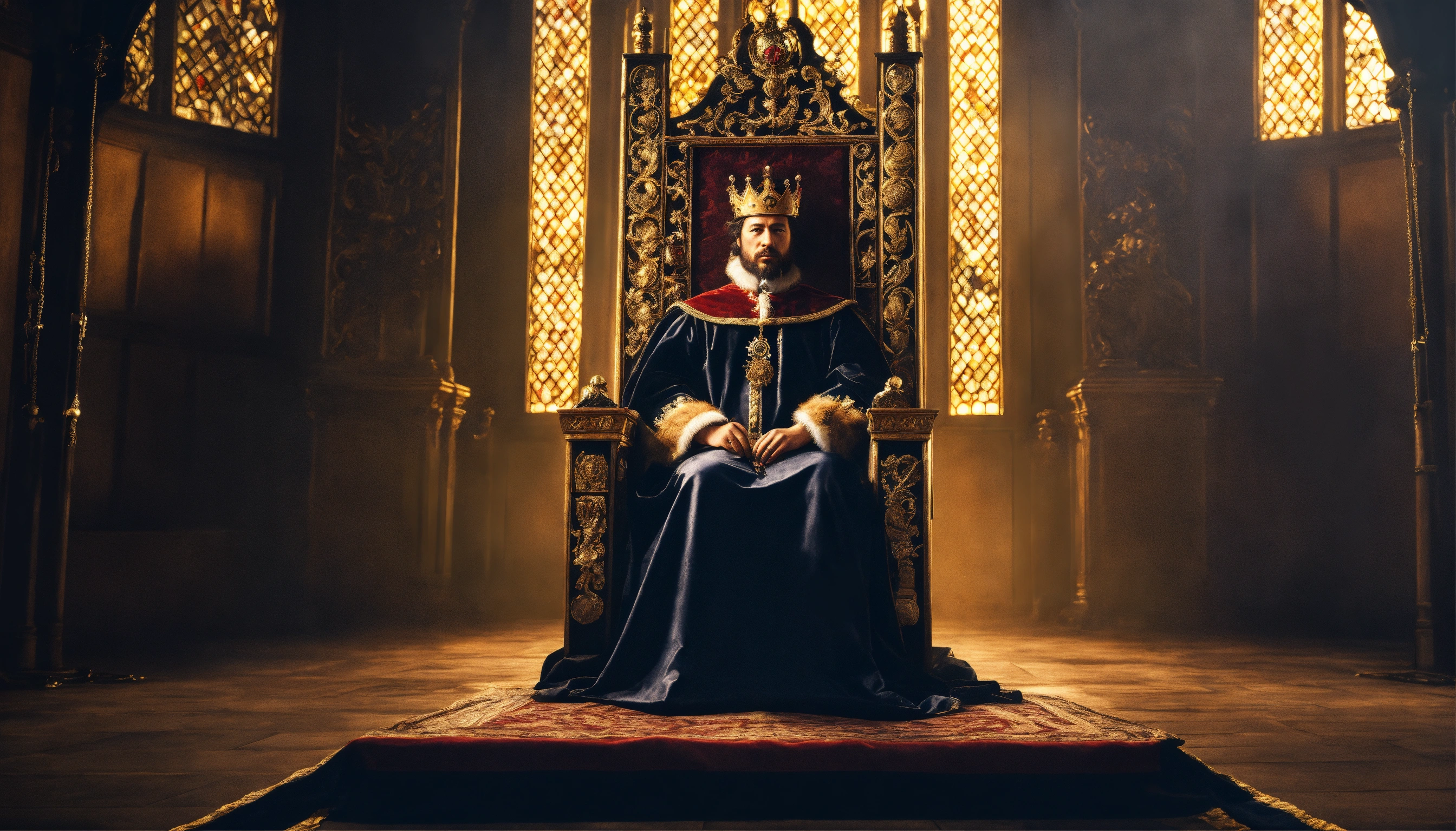 Lexica - King on Throne on tudor times, photo realistic style
