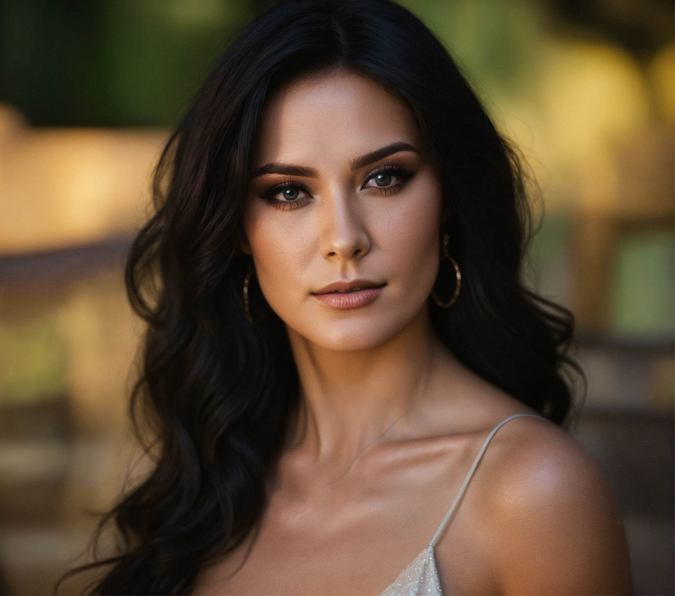 Lexica - Beautiful 35 year old woman, long black hair, dark brown eyes ...