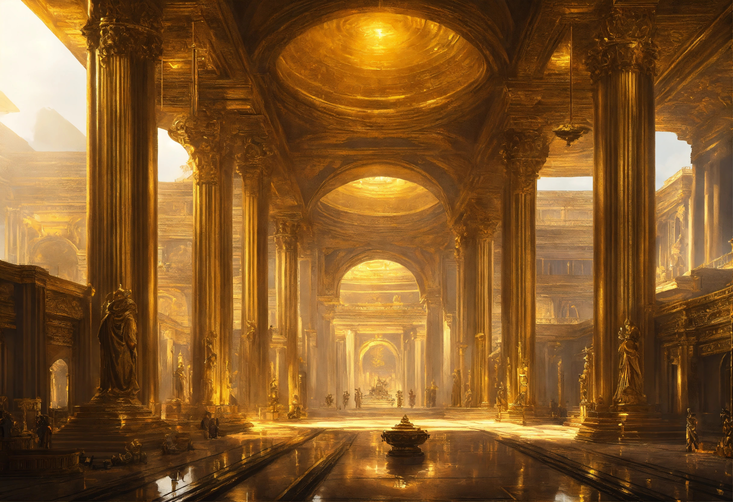 Lexica - Epic gigantic futurisic imperial golden palace wiht art and ...