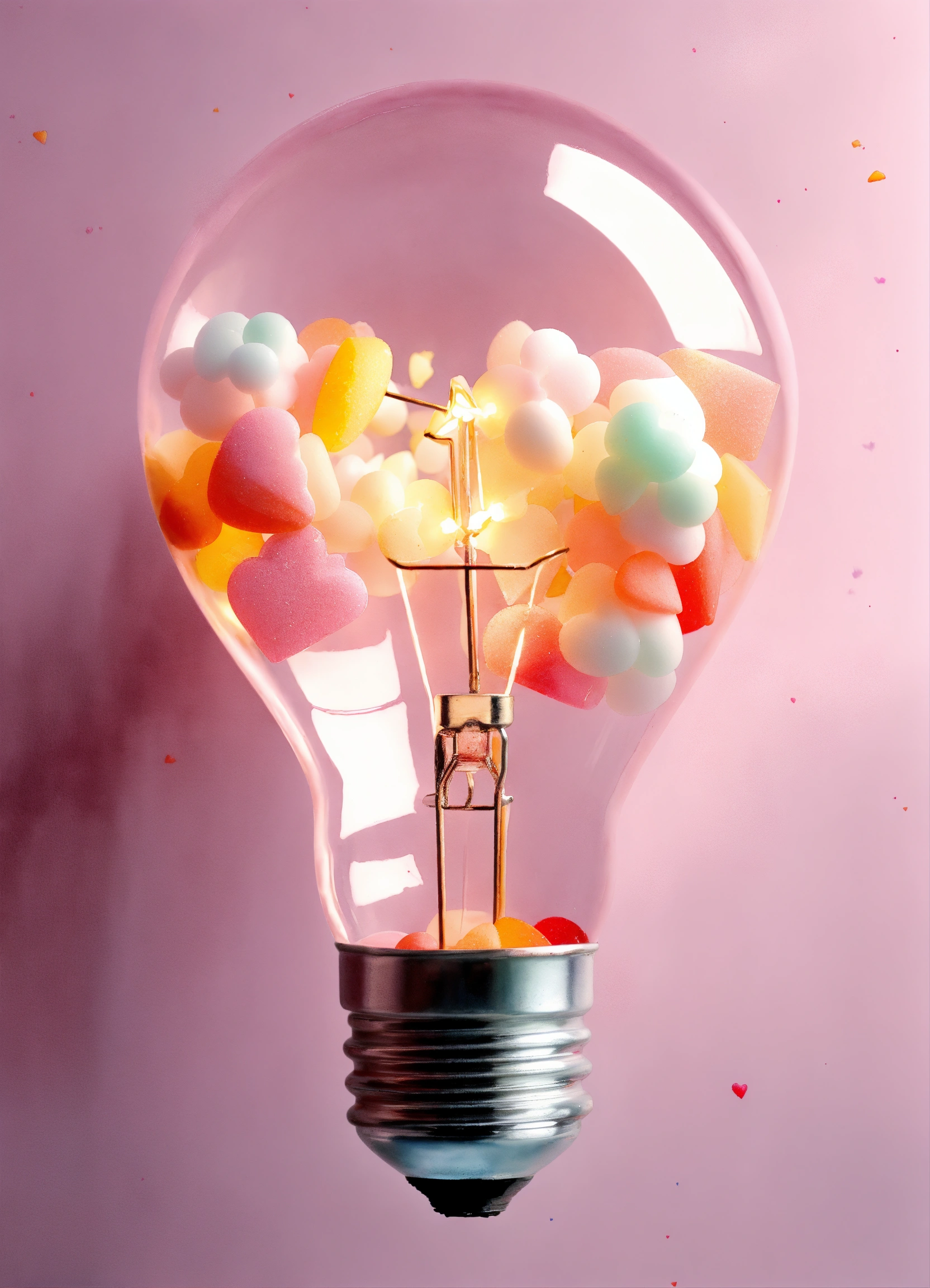 Lexica - Pastel light pink Candy corn inside, Edison lightbulb heart ...