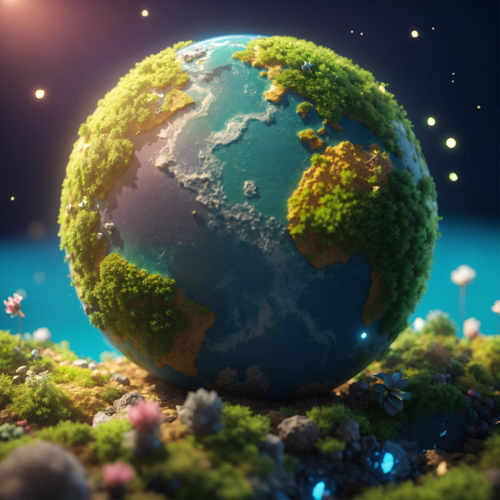 Lexica - 3d render of a cute detailed planet, miniature earth, surreal ...