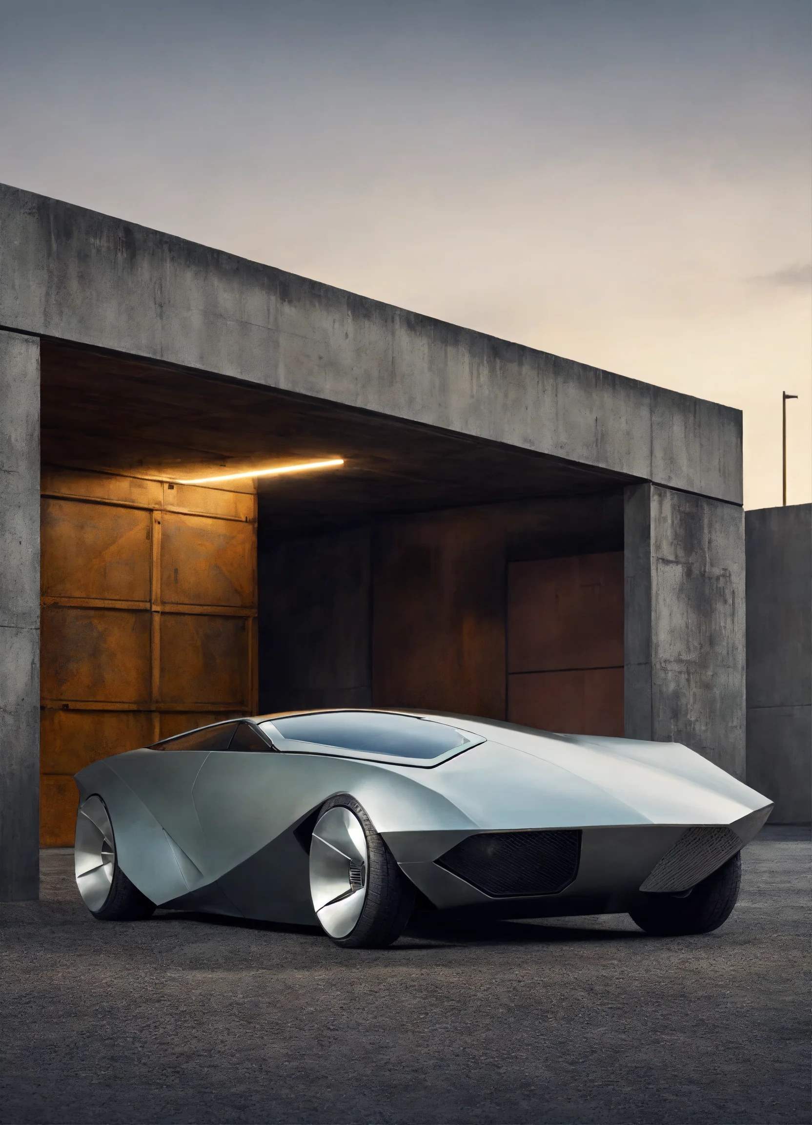 Lexica - Minimalistic plolygon geometric car Rick Owens in brutalism ...