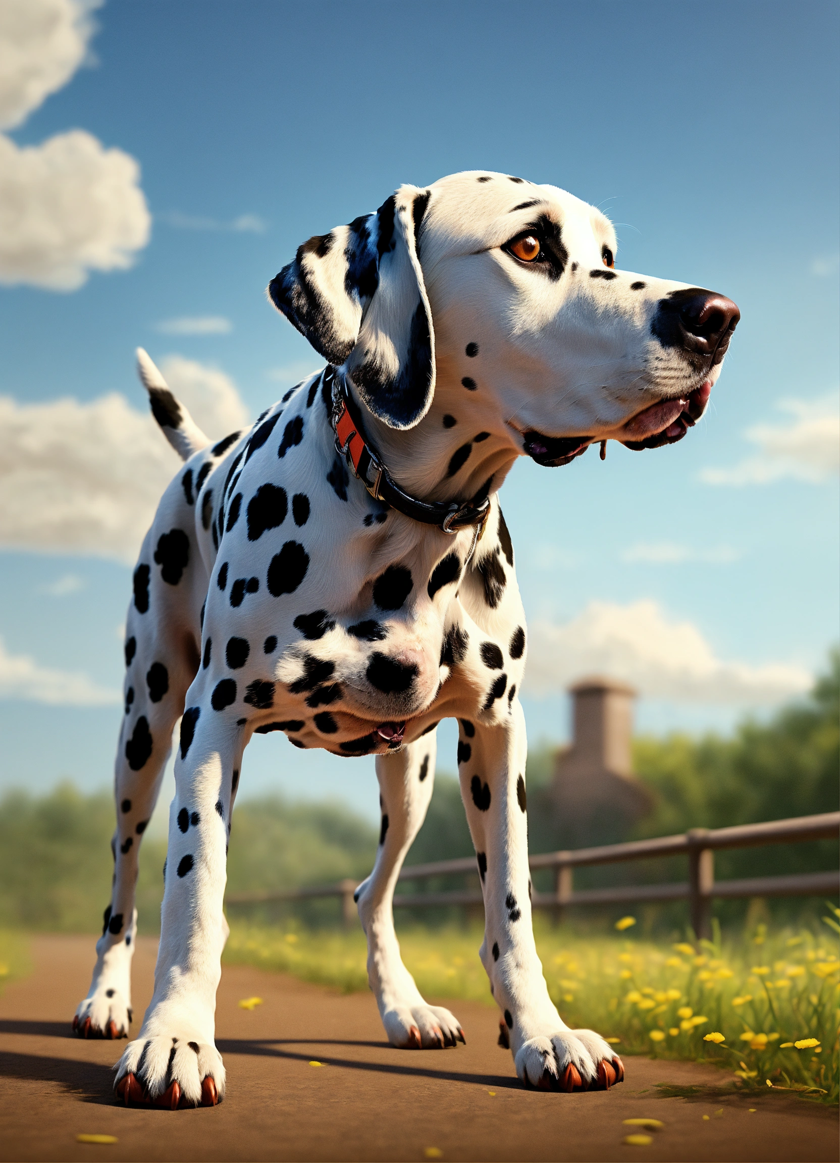 Lexica - Highly realistic side view of a walking dalmatian,Pixar style ...