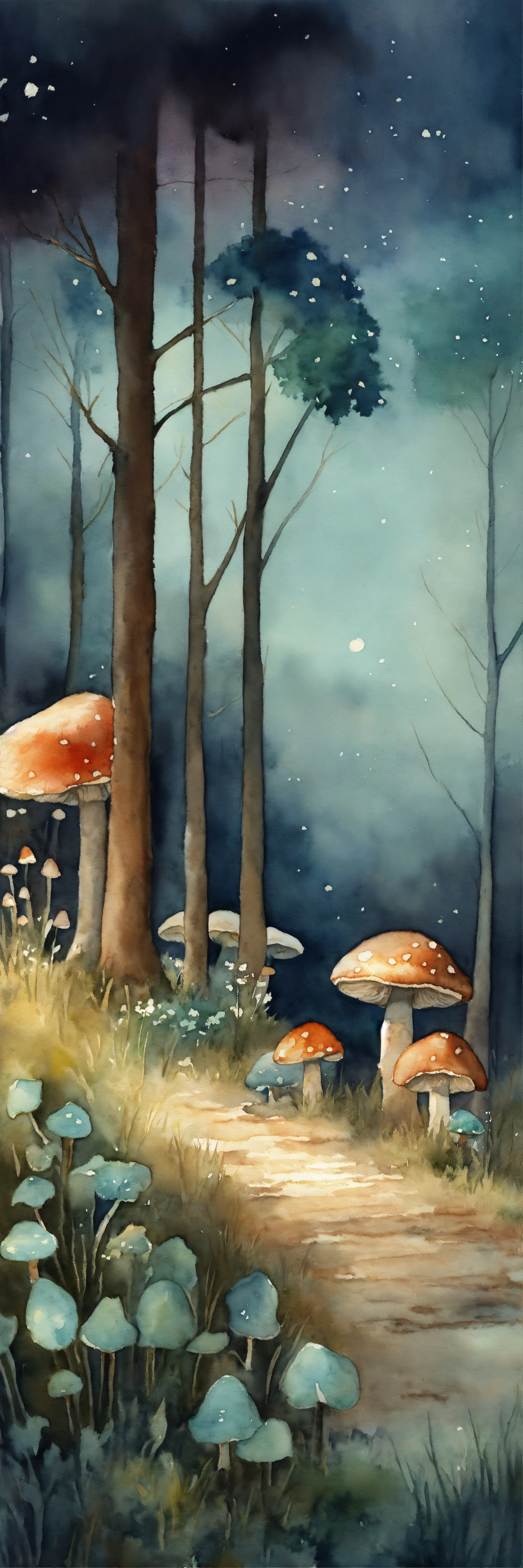 Lexica - Watercolor painting, subtle faded colors, city night time ...