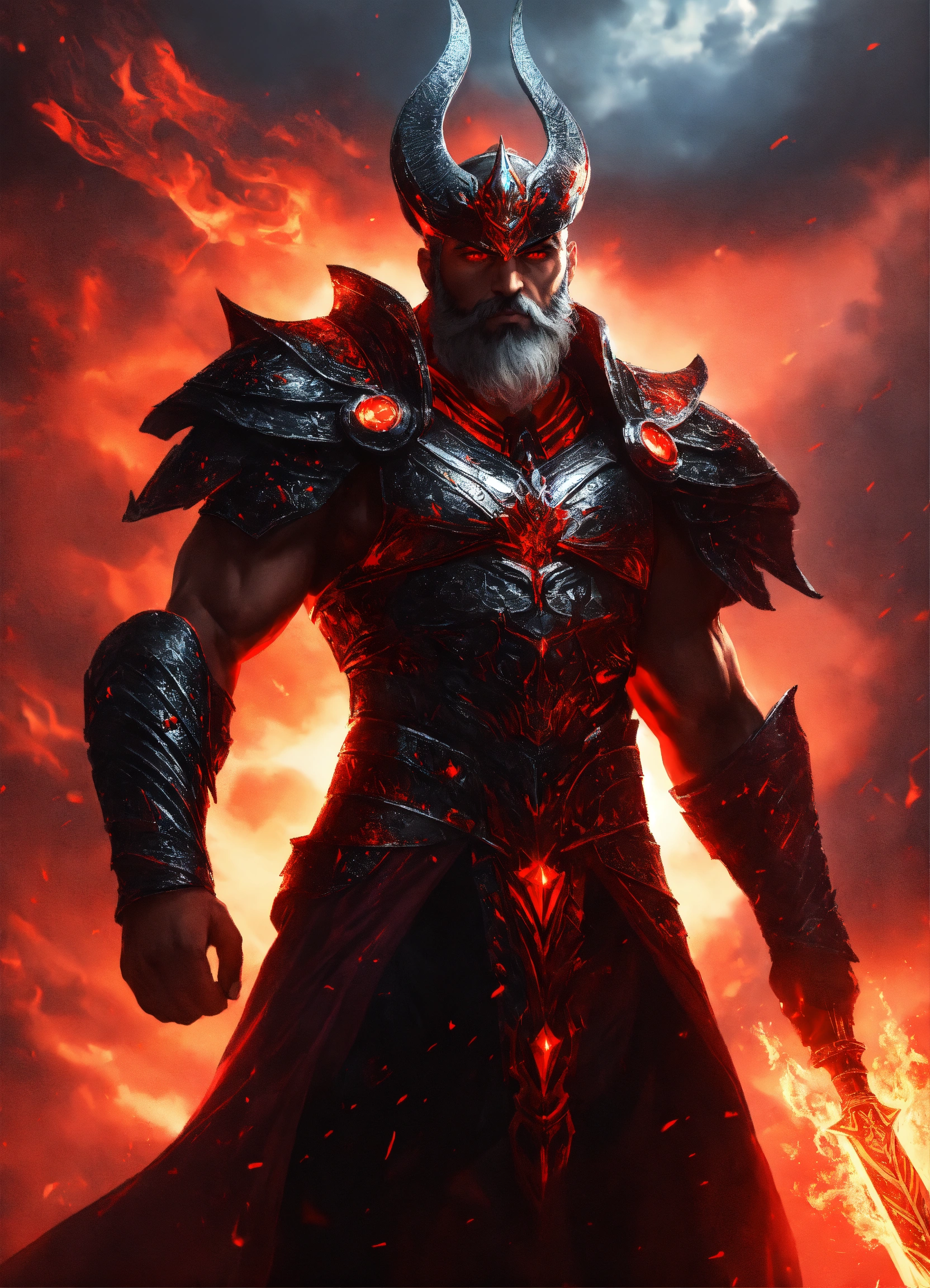 Lexica - Well groomed bearded man, a strong handsome white god demon ...