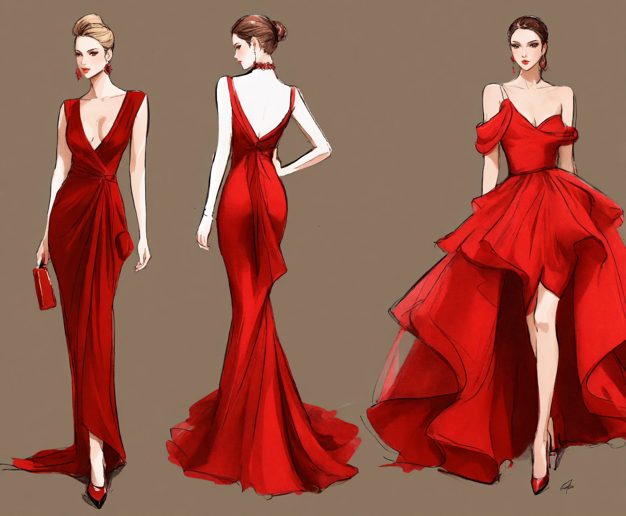 Lexica - Fashion illustrations, 12 different designs, rough sketches ...