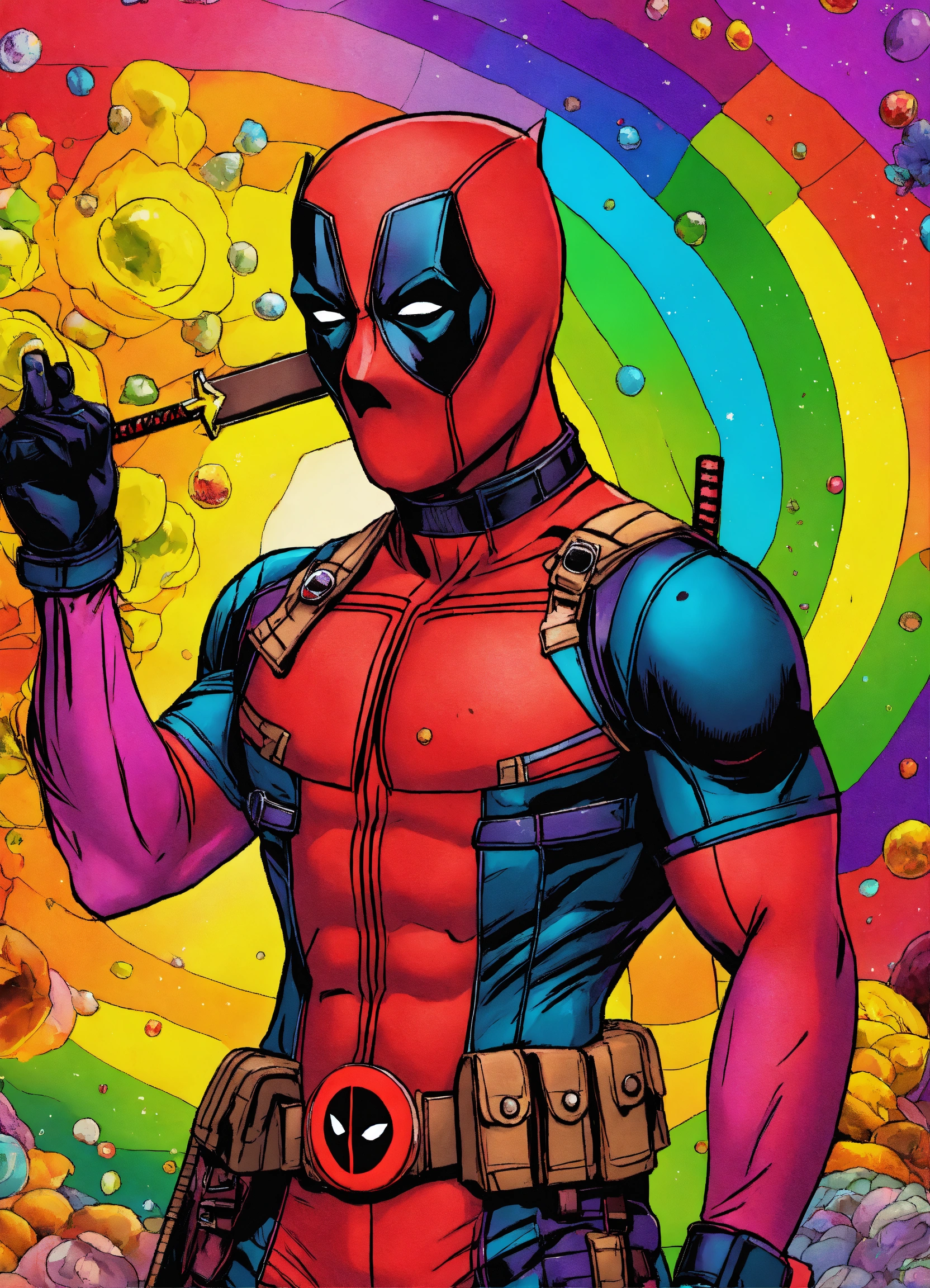 Lexica - Deadpool god purple rainbow