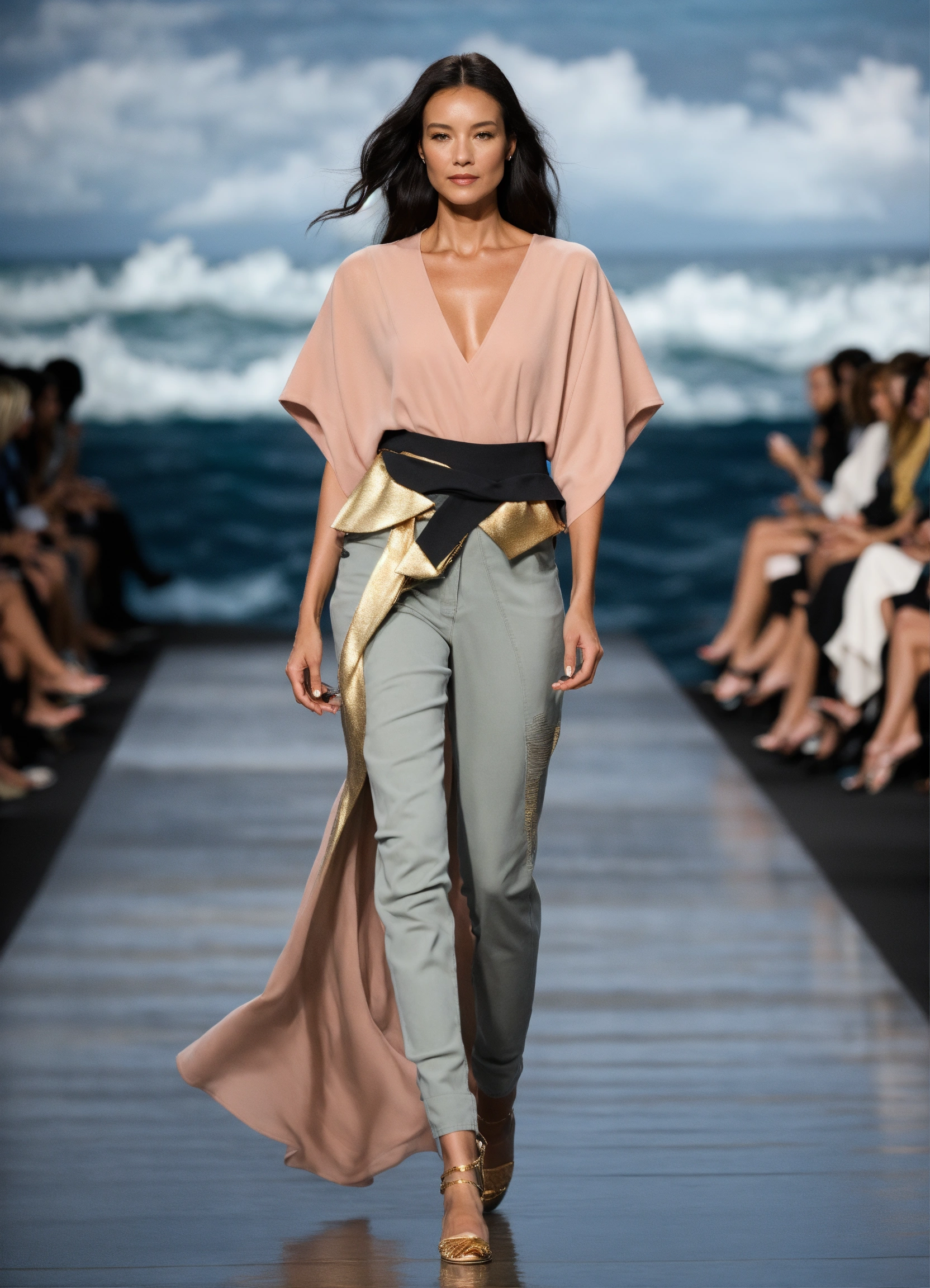 Lexica - 3d realistic photo of female oceanographer walking runway ...