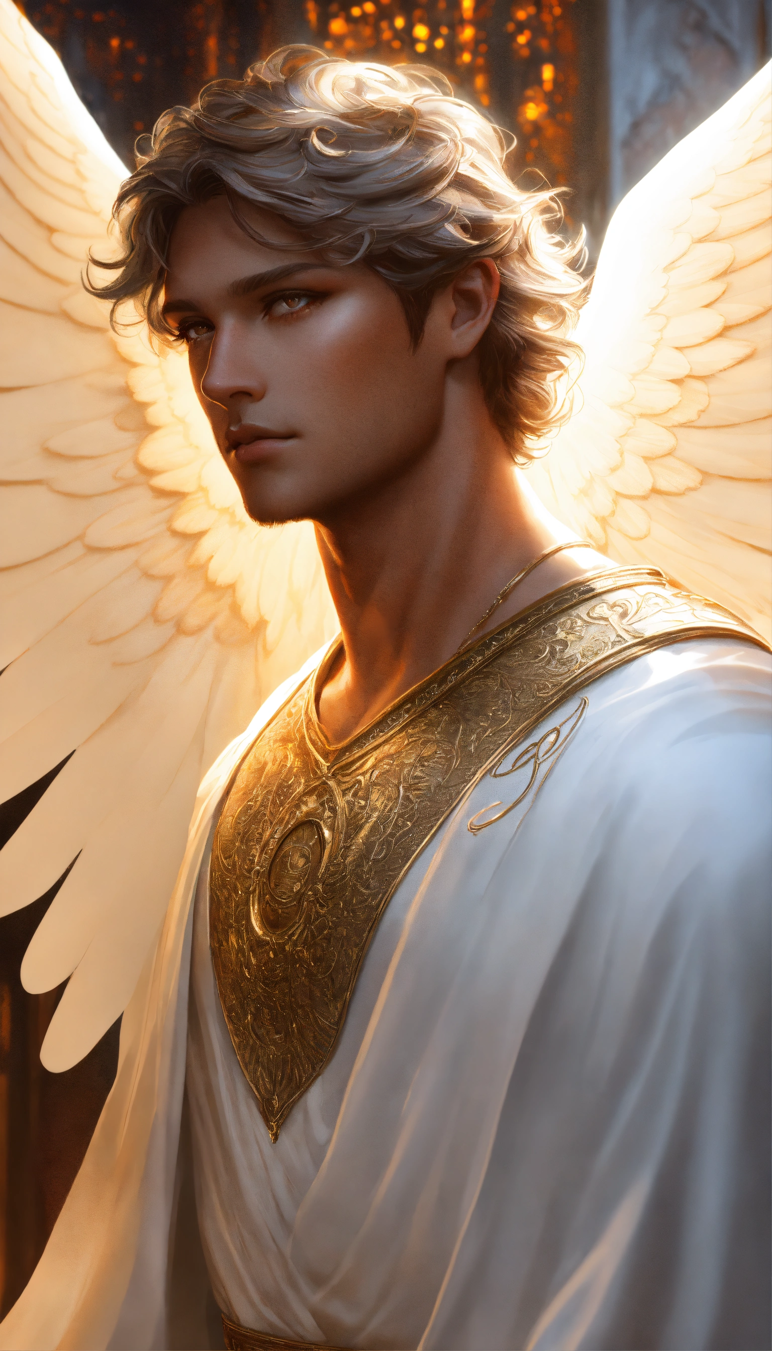 Lexica - Male angel, wings, headshot, art station, 3D, white eyes and ...